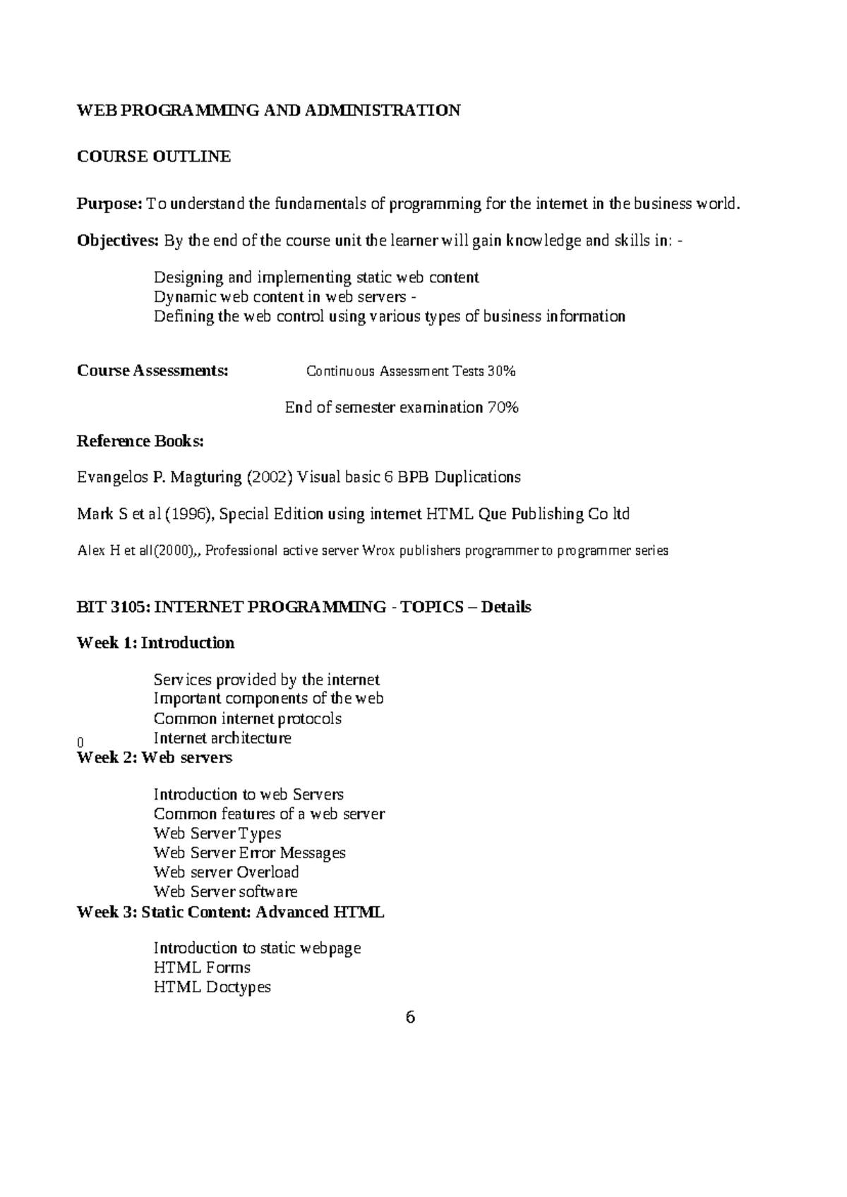 BIT3105 Internet Programming notes final - WEB PROGRAMMING AND ...