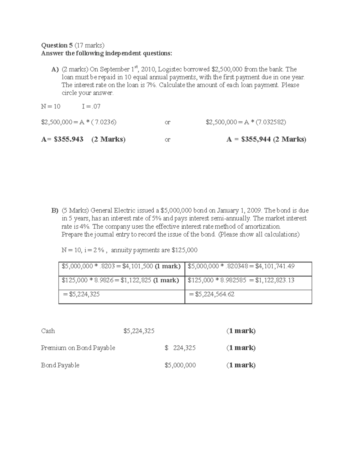 Bonds example 2 solution - Question 5 (17 marks) Answer the following ...