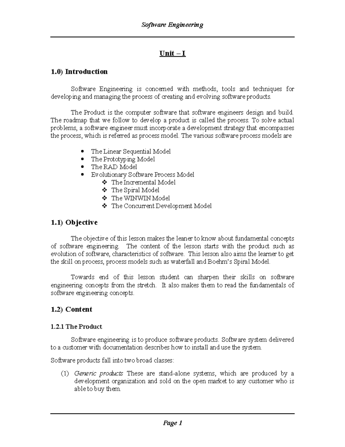 Software Engineering study material - Unit – I 1) Introduction Software ...