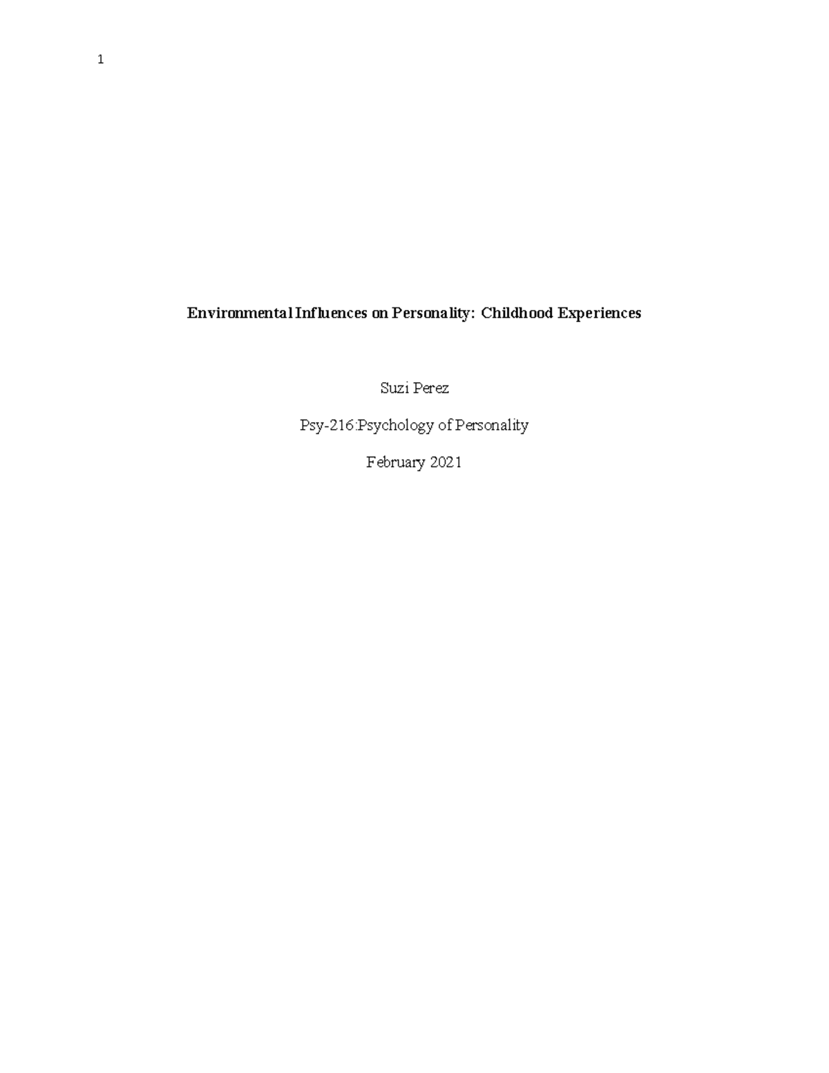 PSY 216 Final Project - Work - Environmental Influences on Personality ...