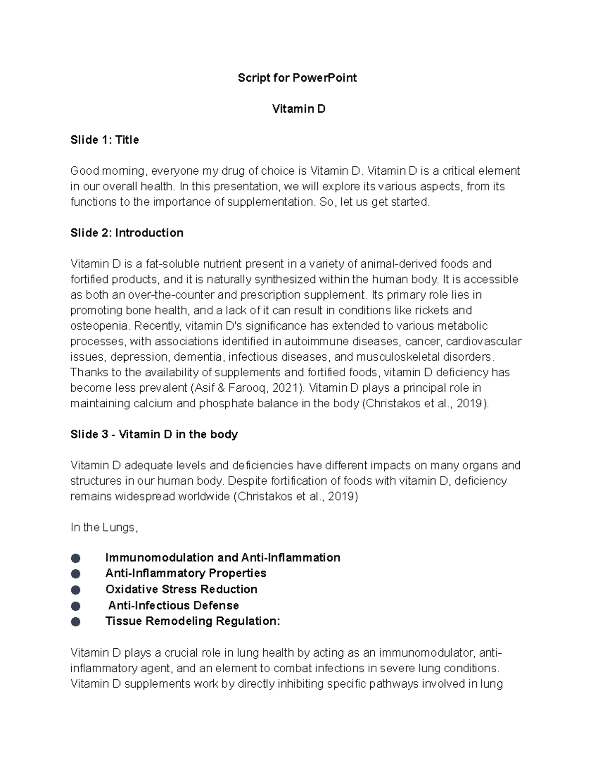 Script for VoiceOver Power Point - Script for PowerPoint Vitamin D ...