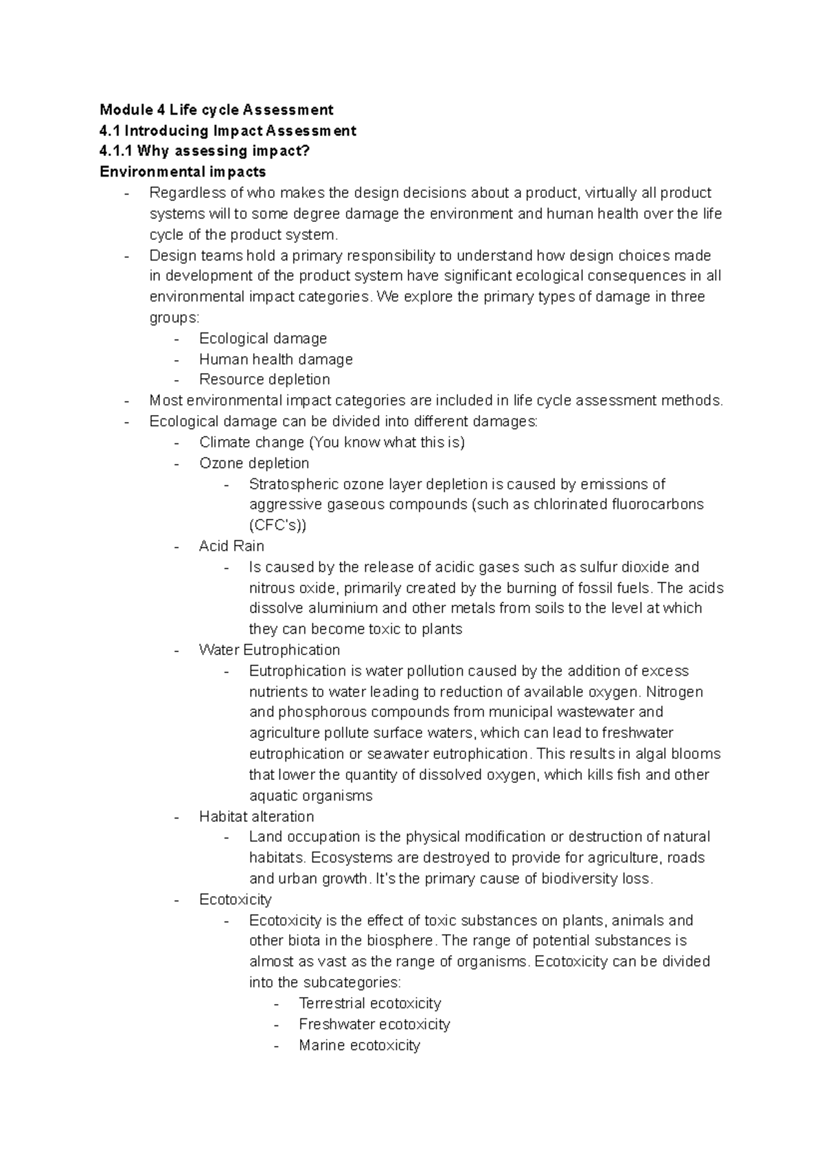 Summary Module 4 Design for Sustainability - Module 4 Life cycle ...