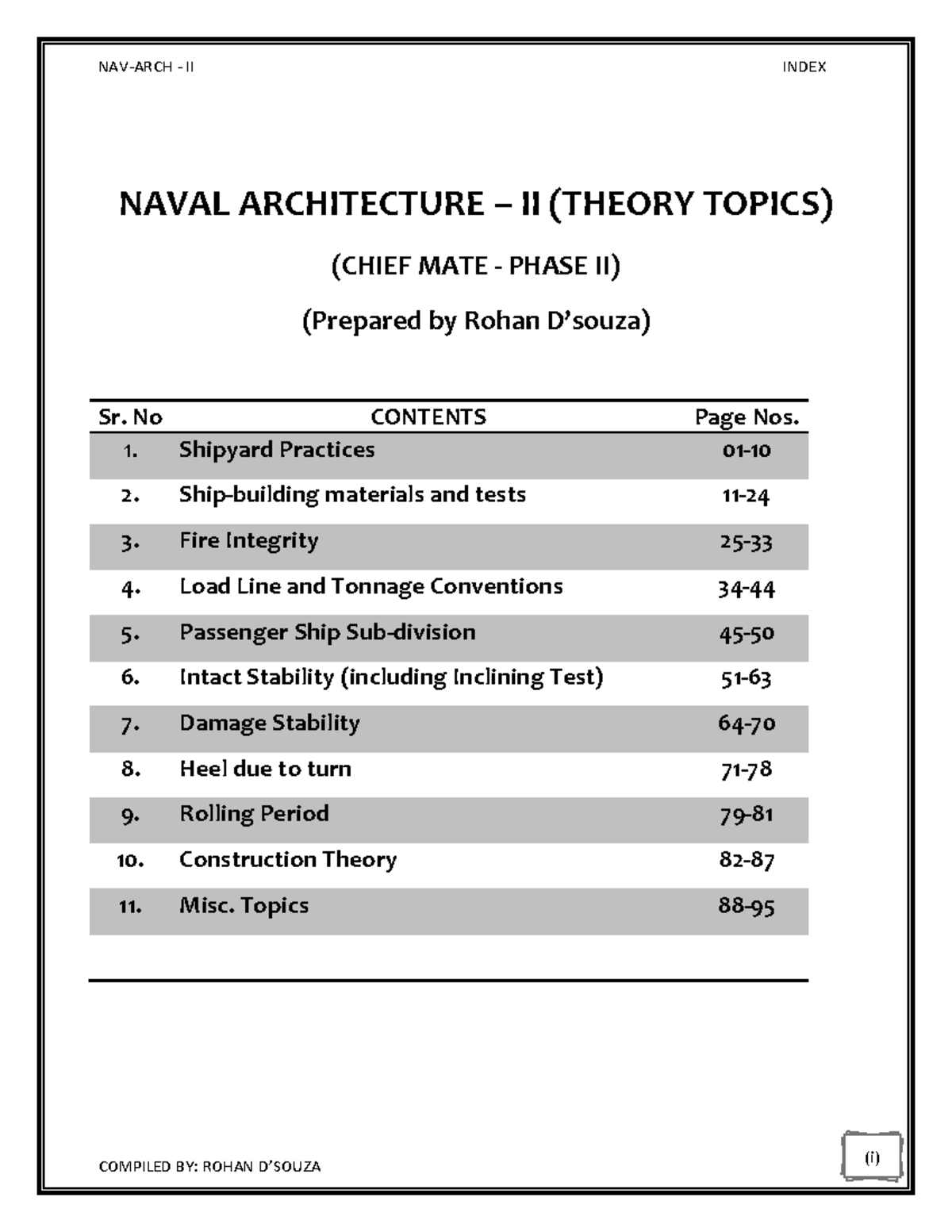 Nav Arch Rohan Dsouza - Phase 2 - NAV-ARCH - II INDEX COMPILED BY ...