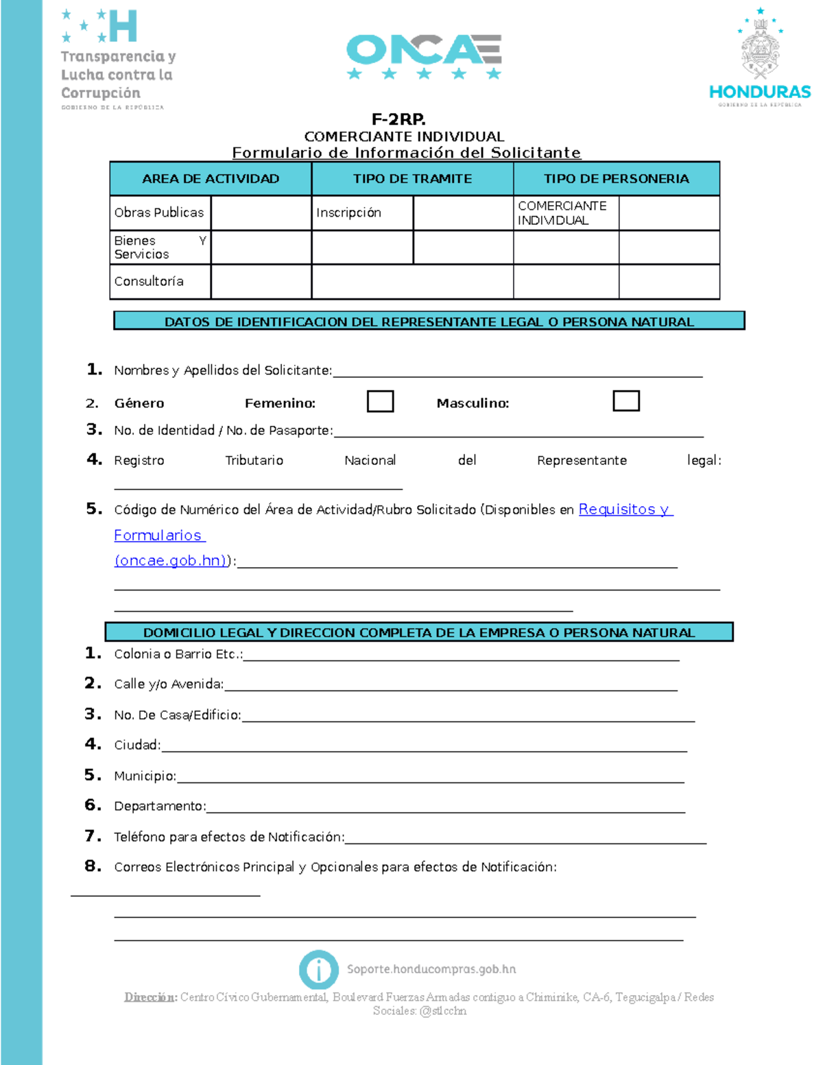 Formulario F-2RP Comerciante Individual - F-2RP. COMERCIANTE INDIVIDUAL ...
