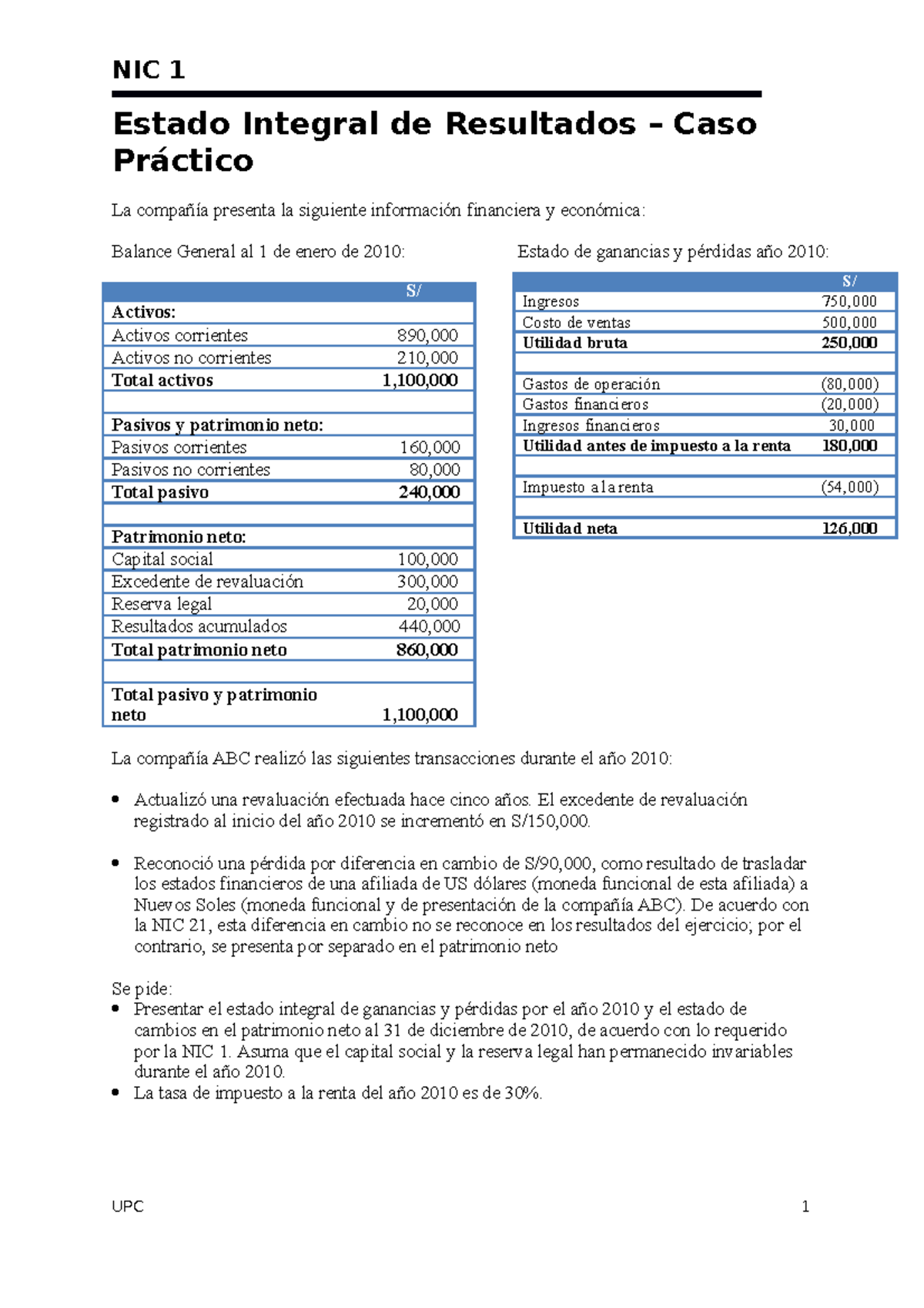 2. NIC 1 (OCI - Caso Práctico) PC1 2022-1 UPC CONTABILIDAD Y ...