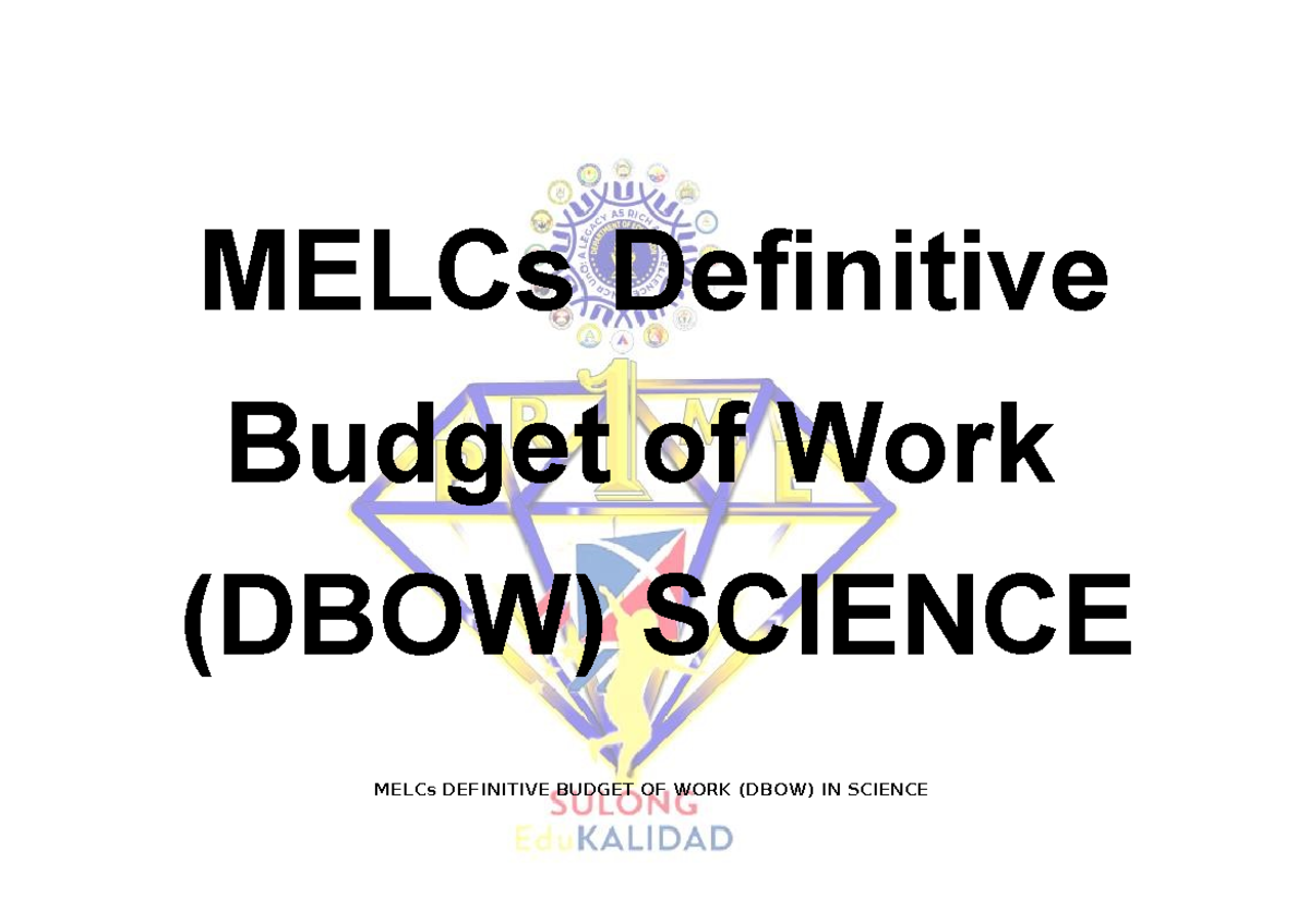 Science- DBOW Final-1 - Definitive Budget of Work Reference - MELCs ...