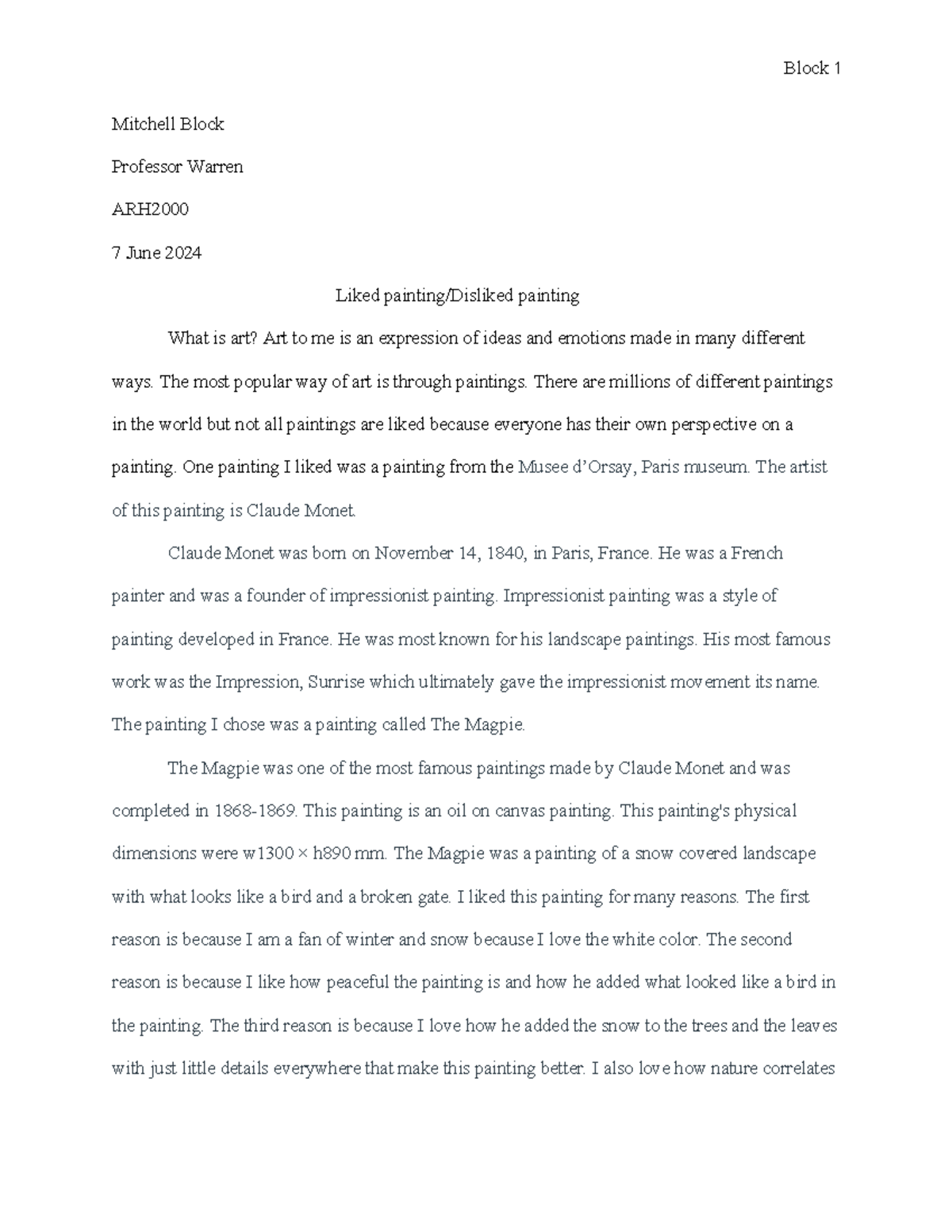 Untitled document-1 - bhjjhinj - Mitchell Block Professor Warren ARH 7 ...