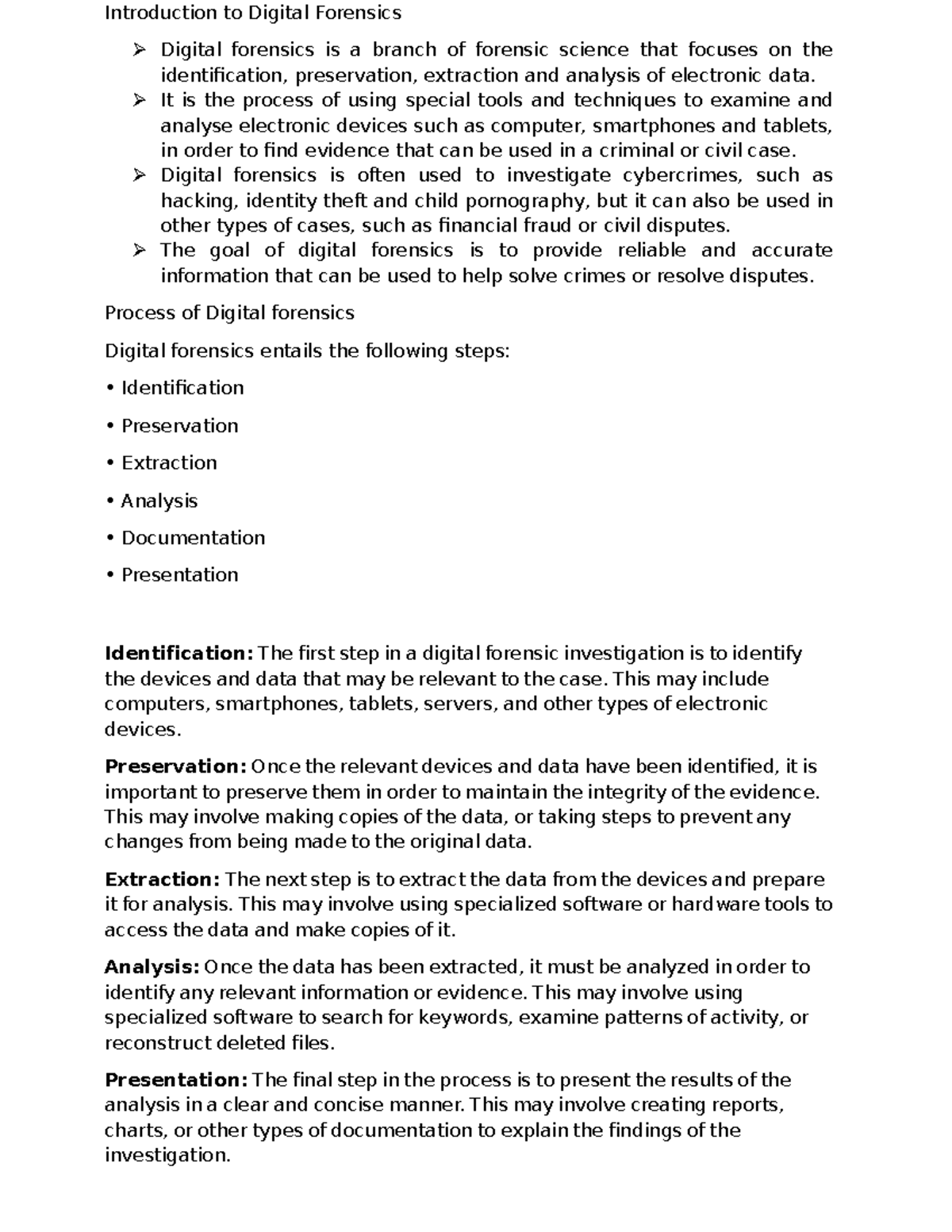 Unit 4 - ccidf - Introduction to Digital Forensics Digital forensics is ...