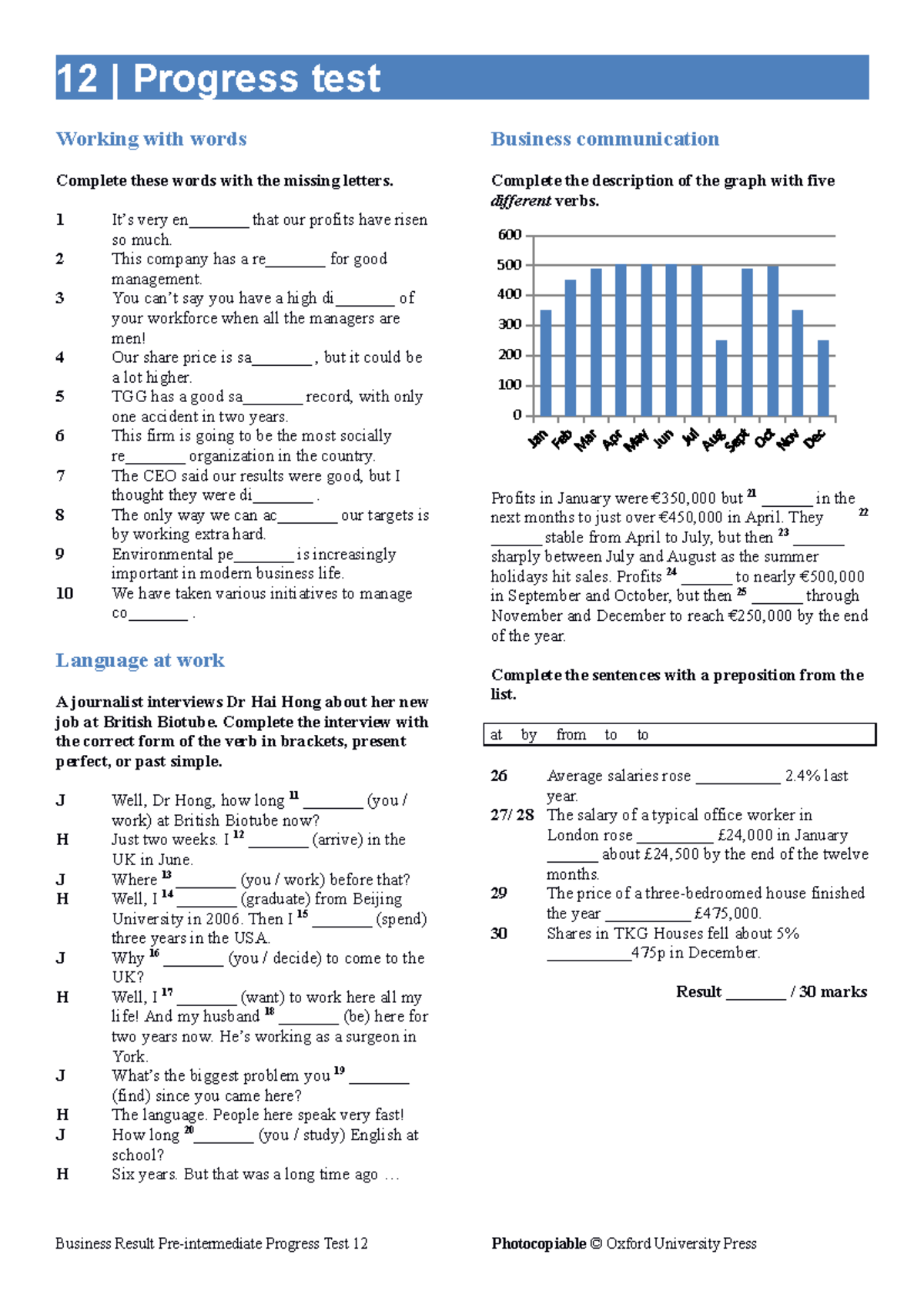 Brpreintprogresstest 12jp - 12 | Progress test Working with words ...