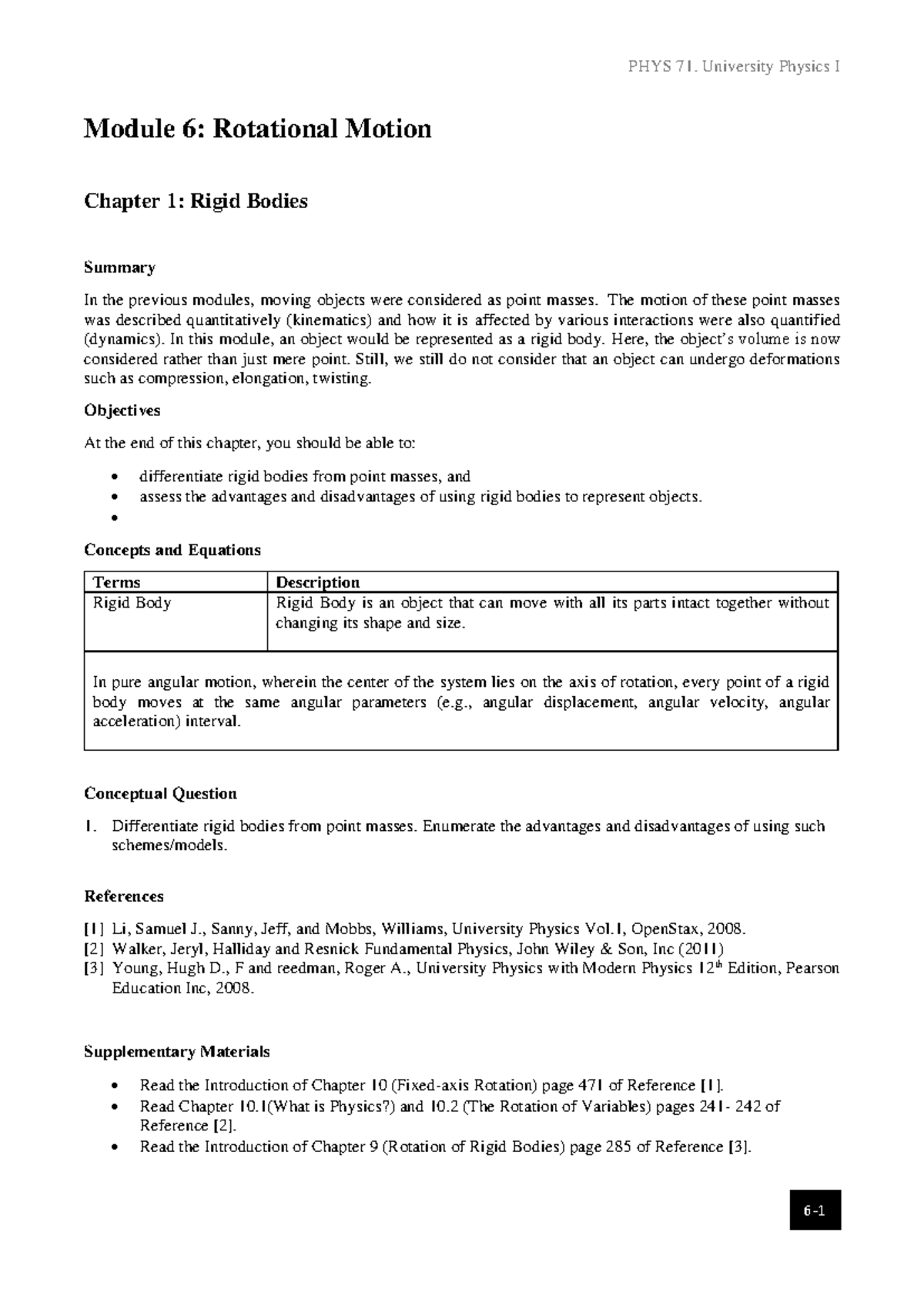 Physicssss - fijfieiwfwehifwei - Module 6 : Rotational Motion Chapter 1 ...