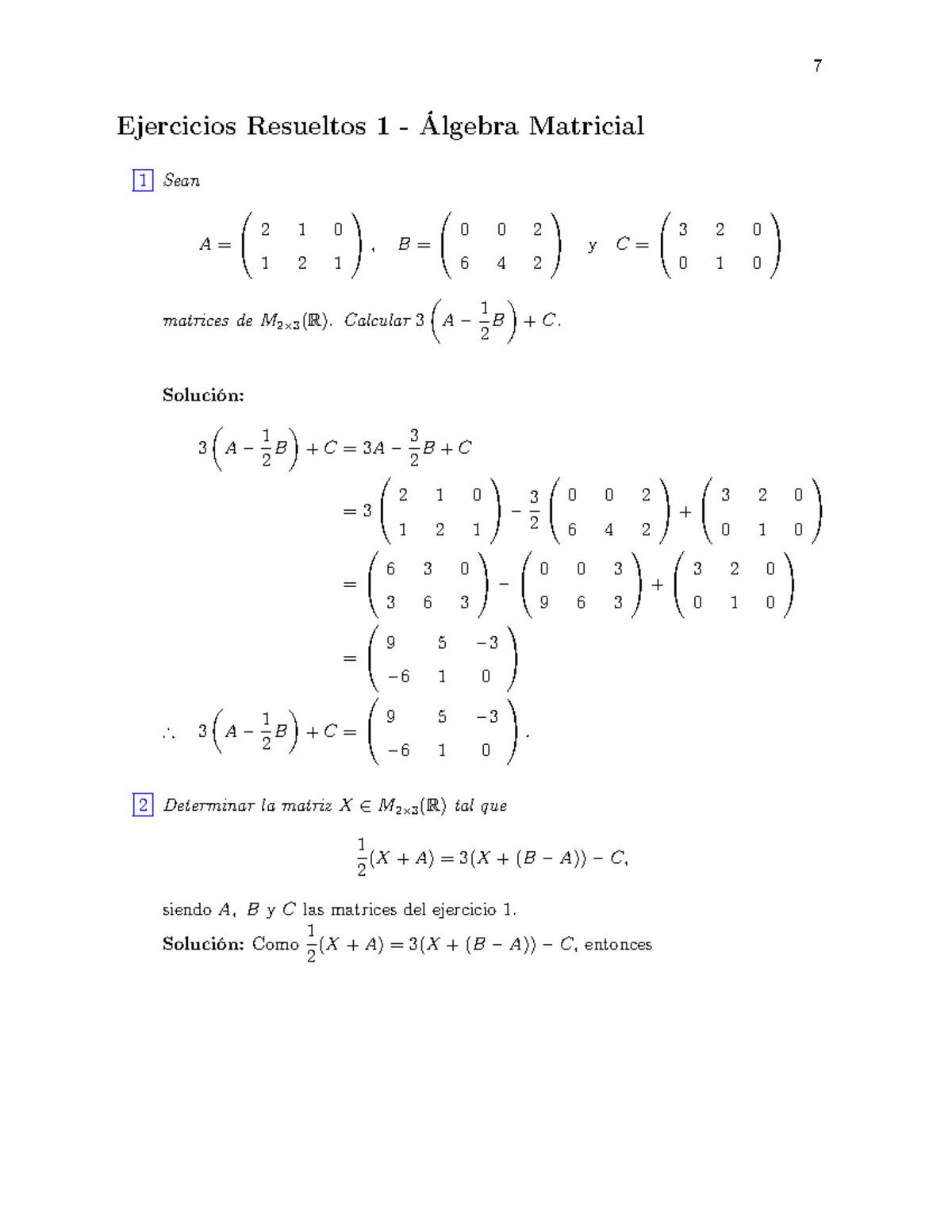 algebra metrices ejercicios rexueltos - 7 Ejercicios Resueltos 1 ...