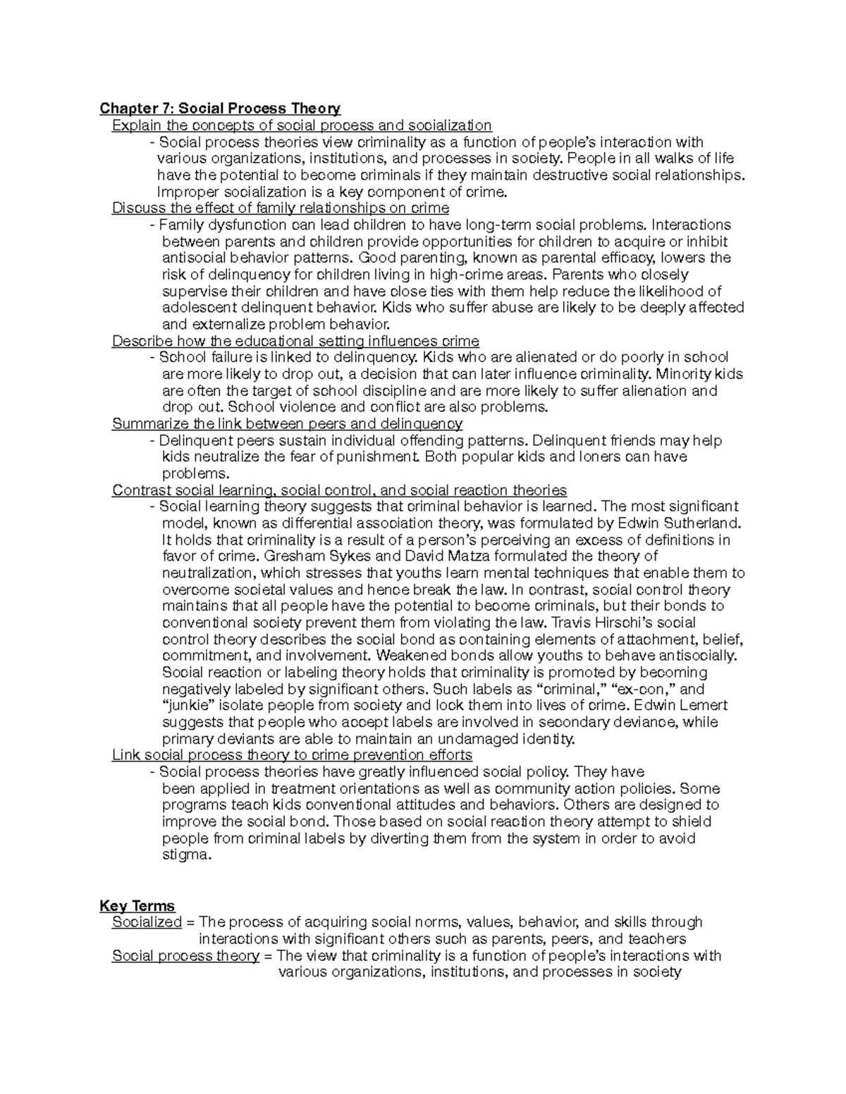 Social Process Theory: Socialization Family Education Peers and Crime ...