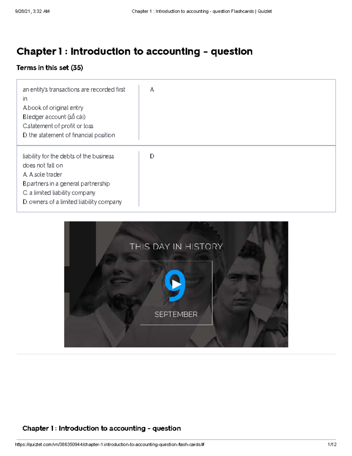 Chapter 1 Introduction to accounting - question Flashcards Quizlet ...