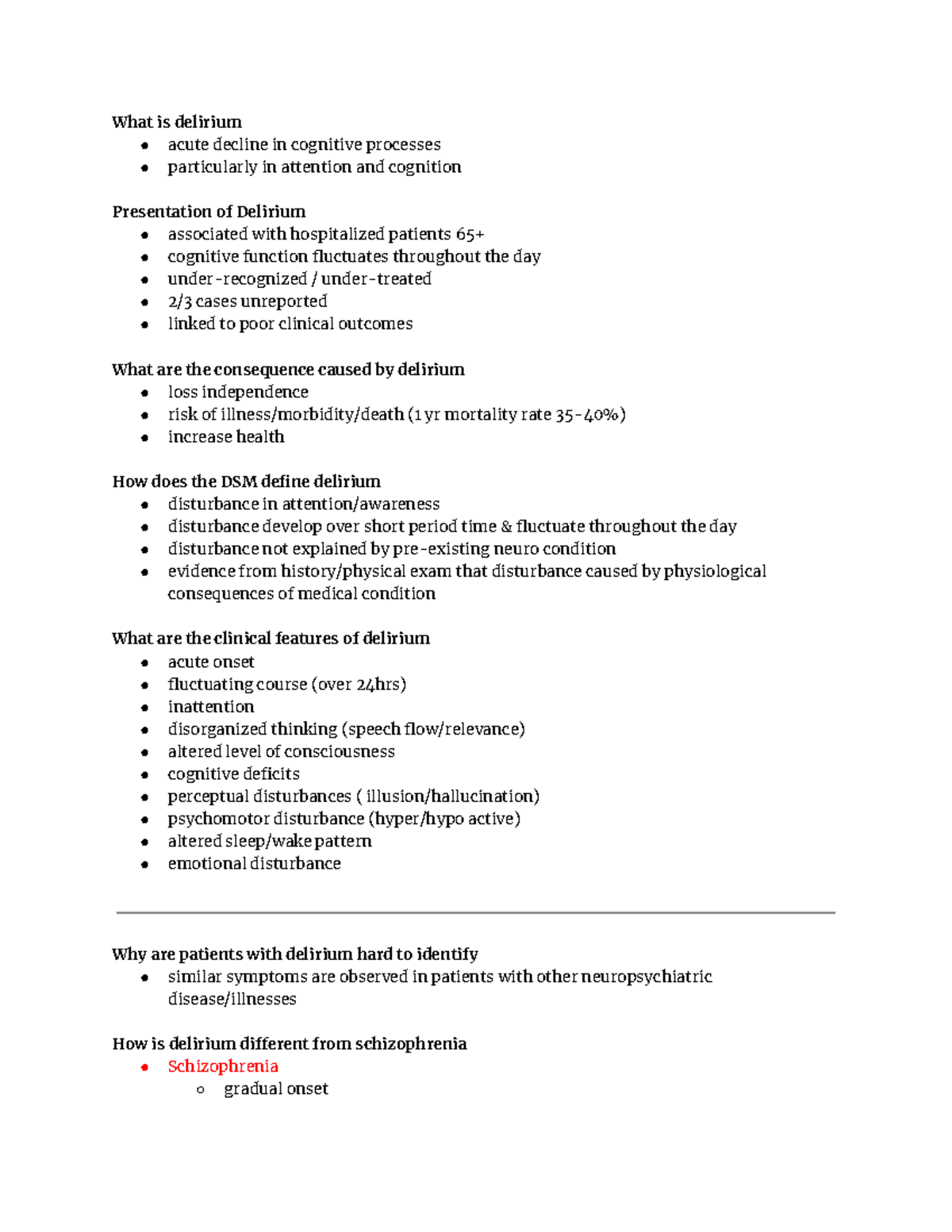 Delirium - Notes - What is delirium acute decline in cognitive ...