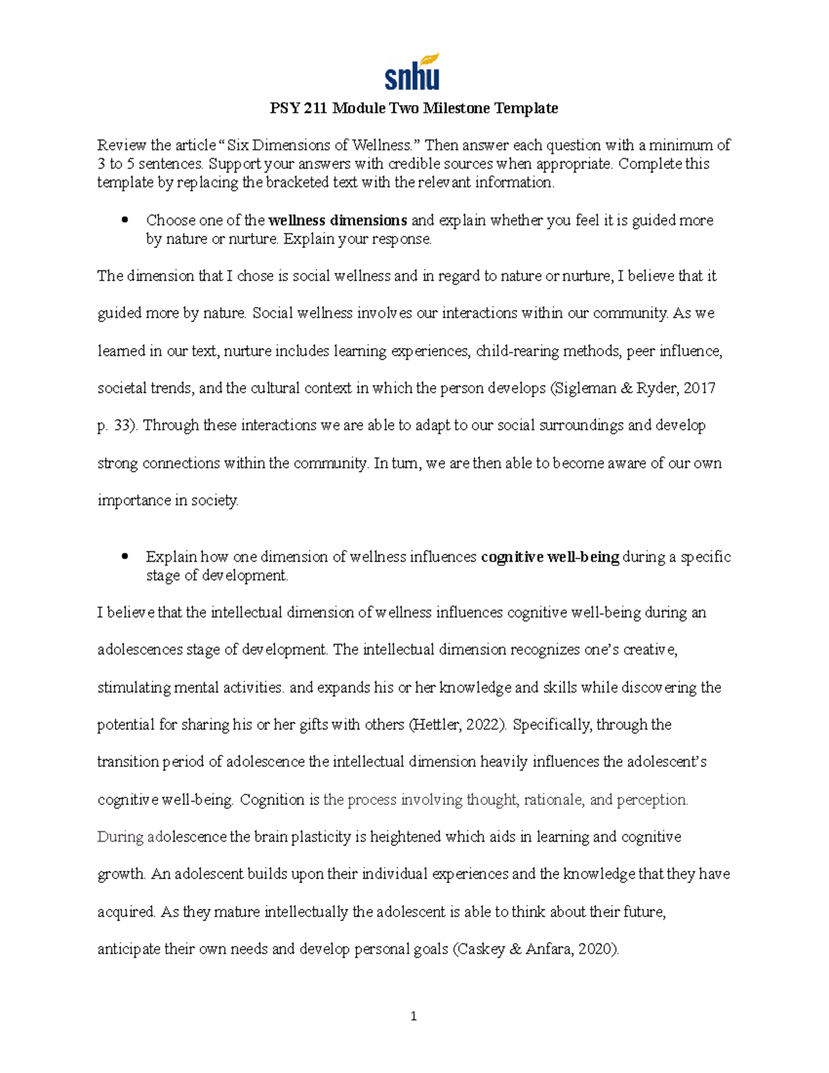 2-2 Module Two Milestone - ” Then answer each question with a minimum ...