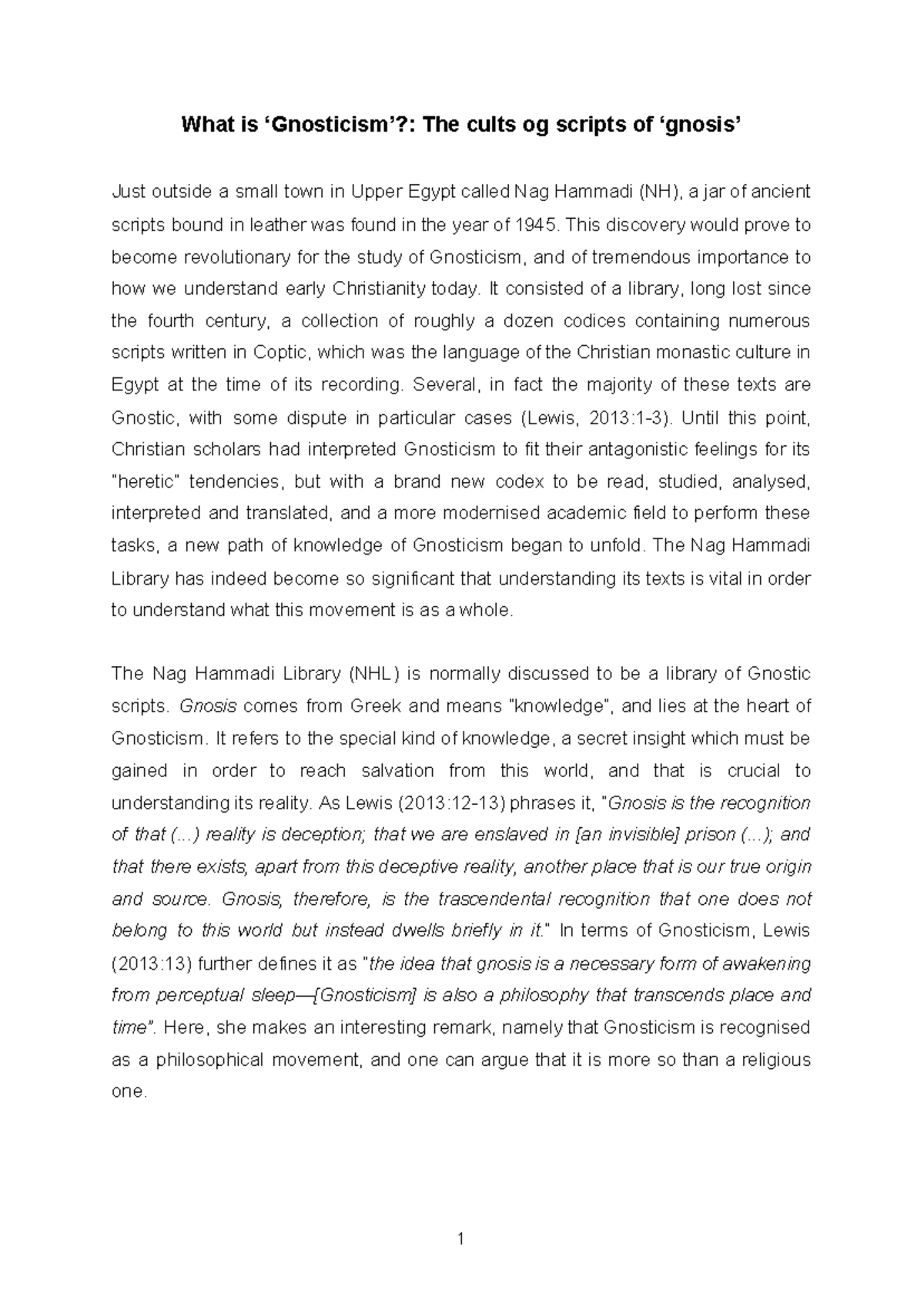 What is "Gnositicism": The cults og scripts of ‘gnosis’ (Hjemmeeksamen ...