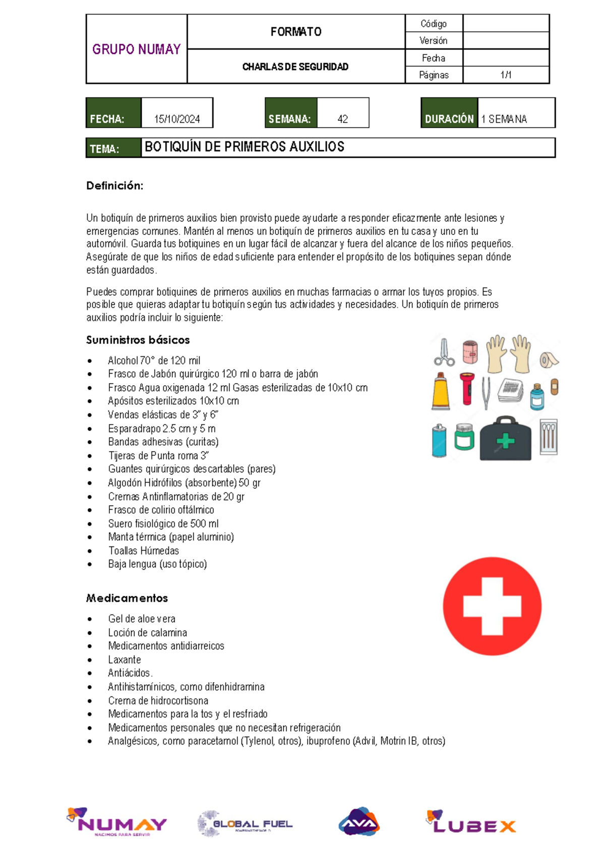 Charla de Seguridad - semana 42 - botiquin primeros axuilios - GRUPO ...