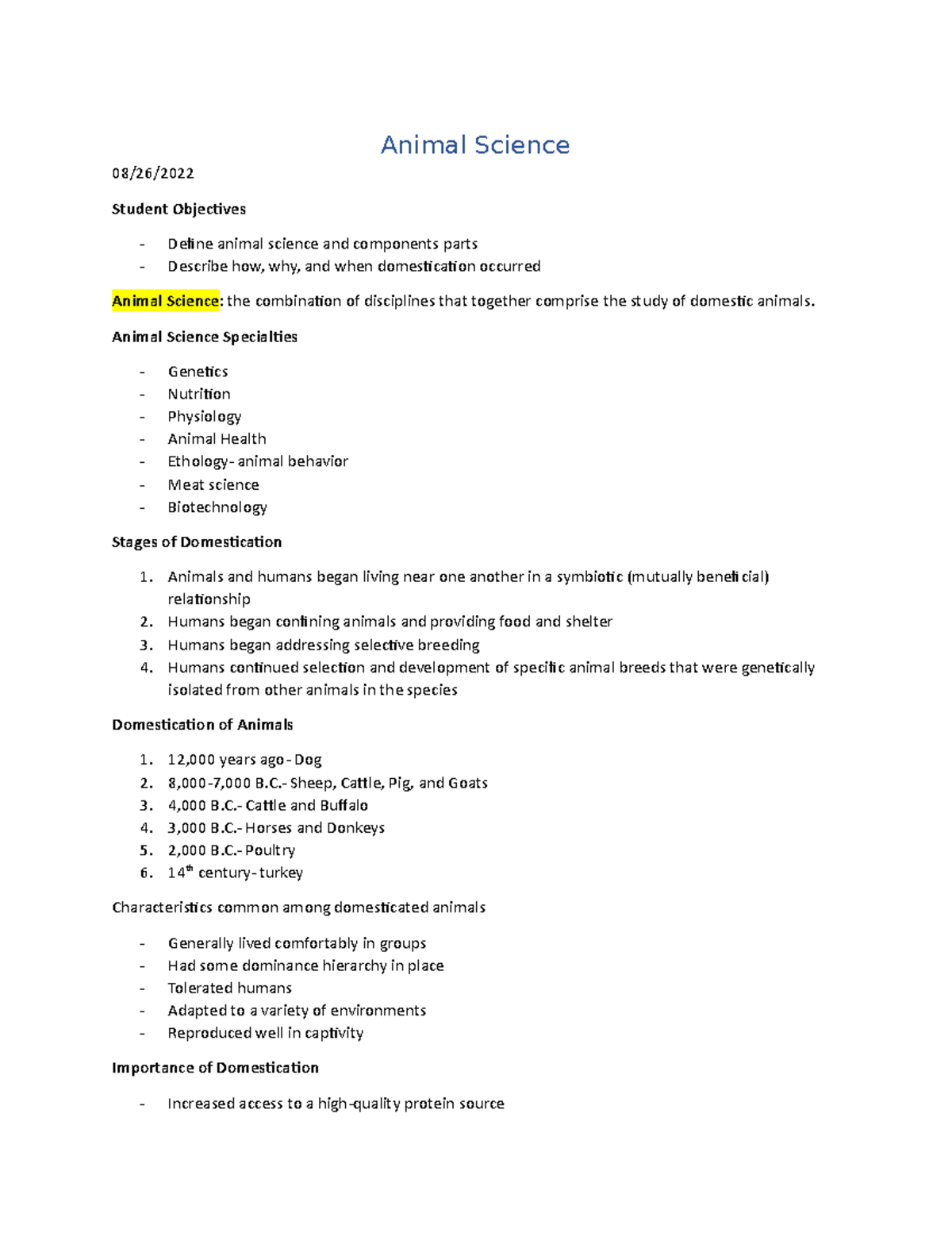 Animal Science Notes - These are from Dr. Hannah DelCurto-Wyffels ...