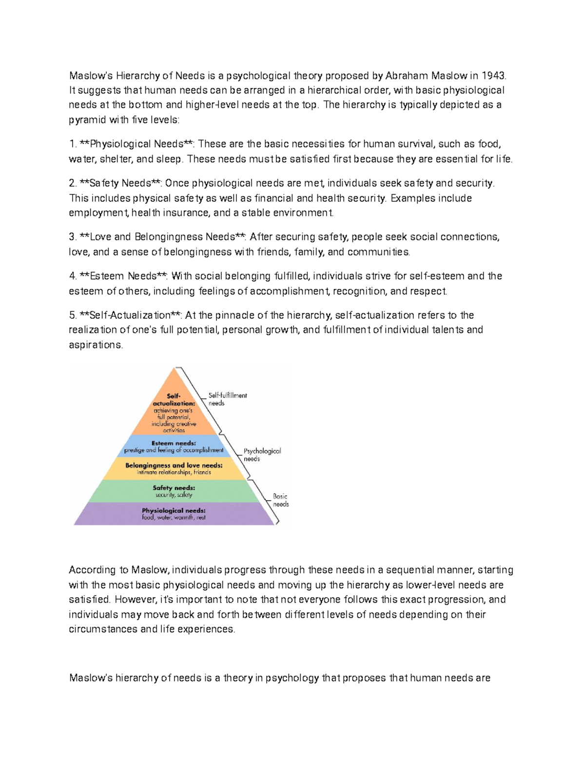 Maslow's Hierar-WPS Office - Maslow's Hierarchy of Needs is a ...