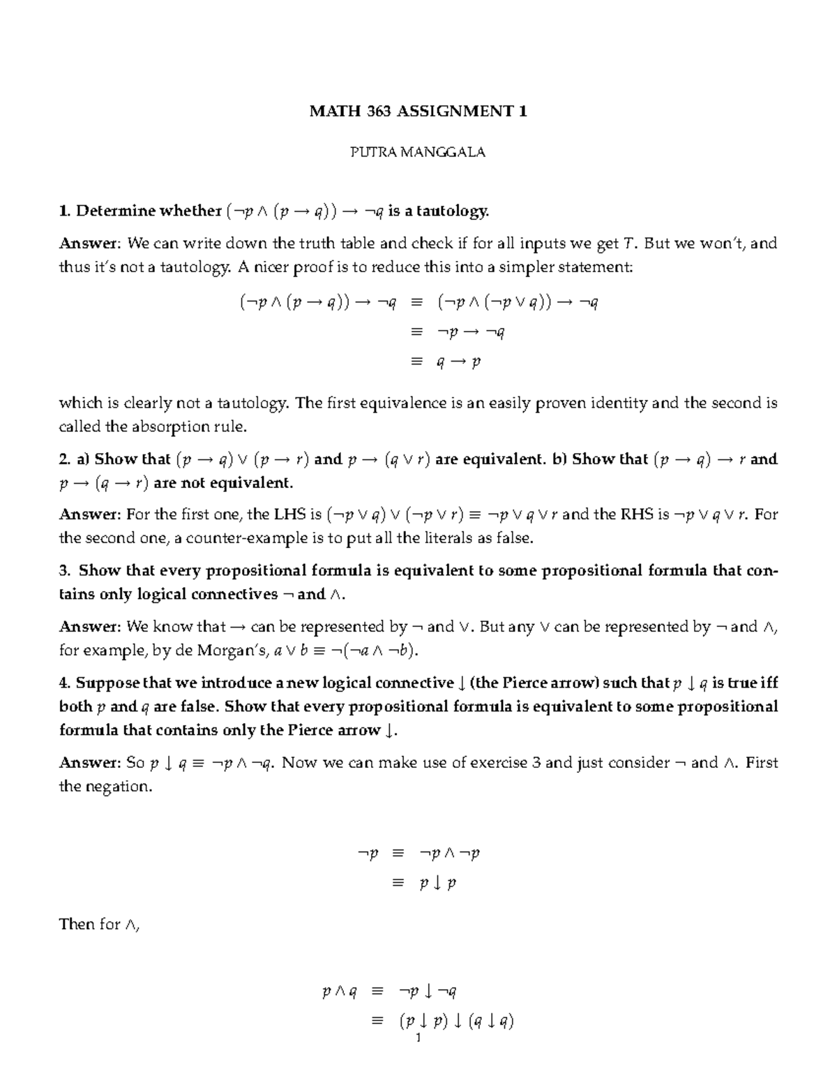 Seminar assignments - assignment 1-3 - PUTRA MANGGALA Determine whether ...
