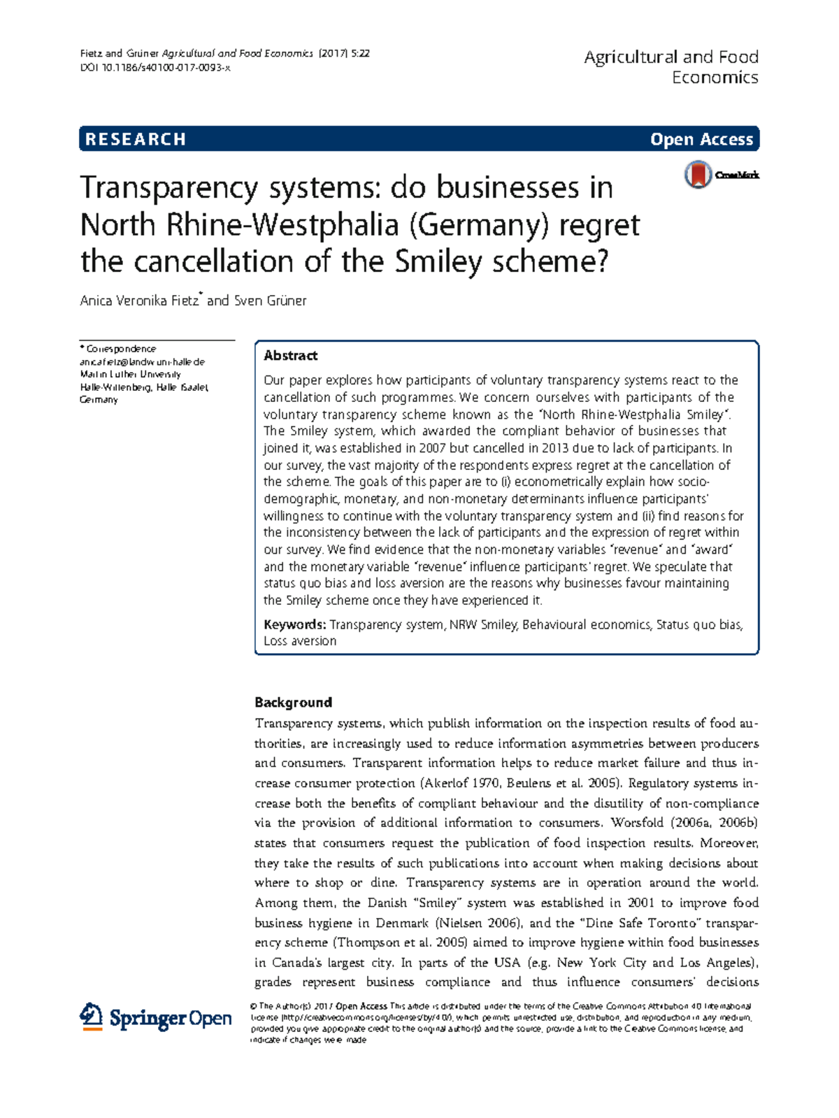 Transparency systems do businesses in North Rhine-Westphalia (Germany ...