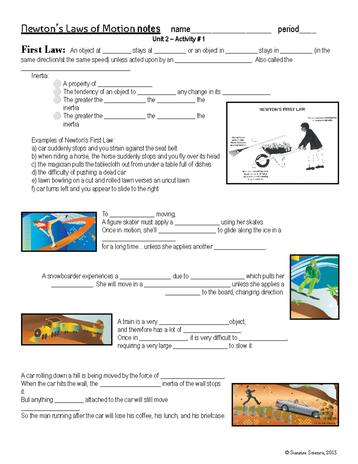 Unit 2 - Activity #1 - Outline Notes - Newtons Laws - Newton’s Laws of ...