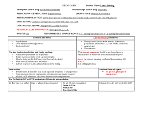 Digoxin drug card - DRUG CARD Student Name: Lionel Tabong Therapeutic ...
