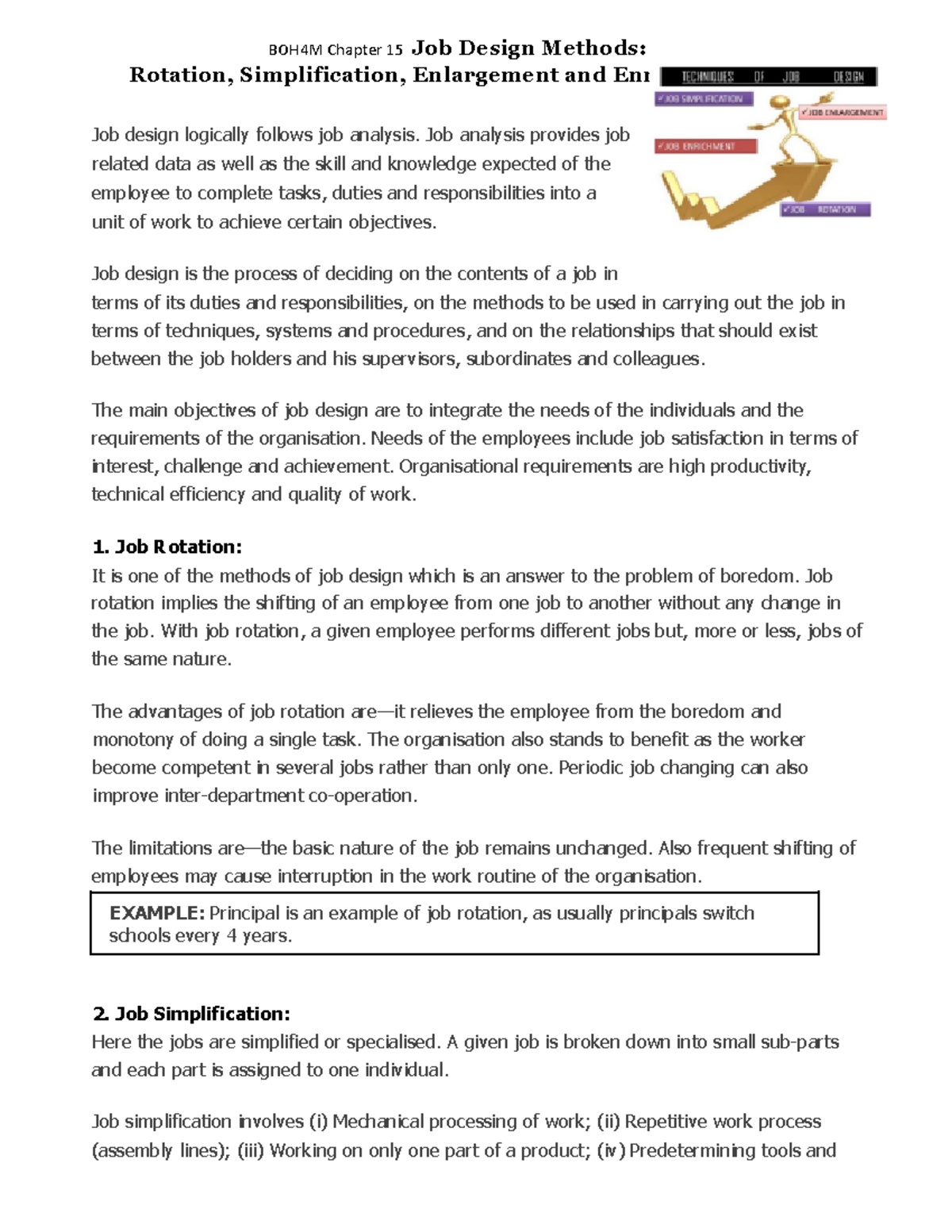 Job Design Handout-2 - njinpbvbip [hip - BOH4M Chapter 15 Job Design ...