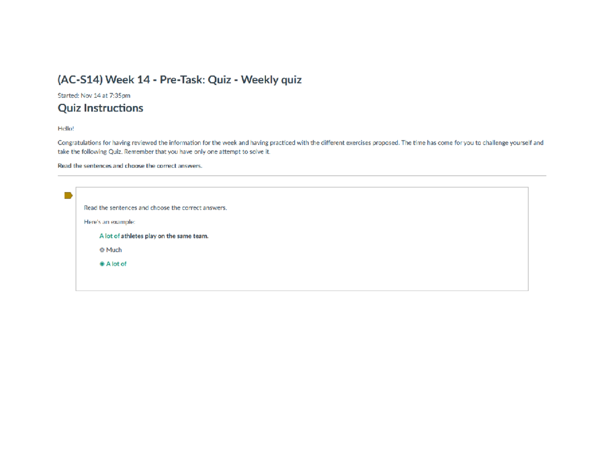 Quiz_ (AC-S14) Week 14 - Pre-Task_ Quiz - Weekly quiz - Ingles III ...