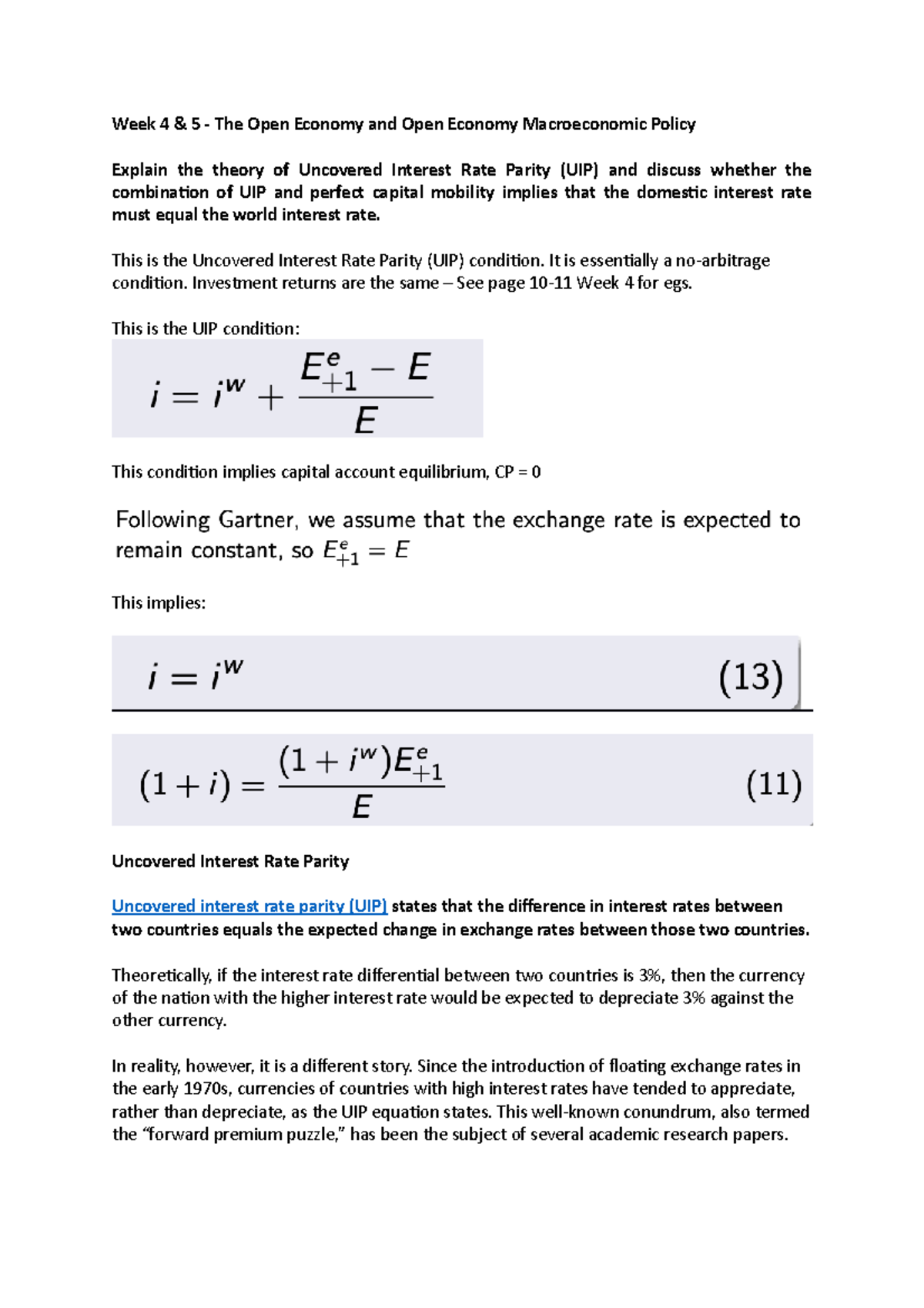 Updated Week 4 and 5 Qs - Week 4 5 The Open Economy and Open Economy ...