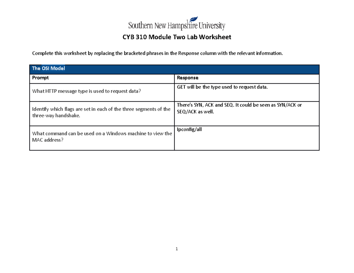 CYB 310 Module Two Lab Worksheet - CYB 310 Module Two Lab Worksheet ...