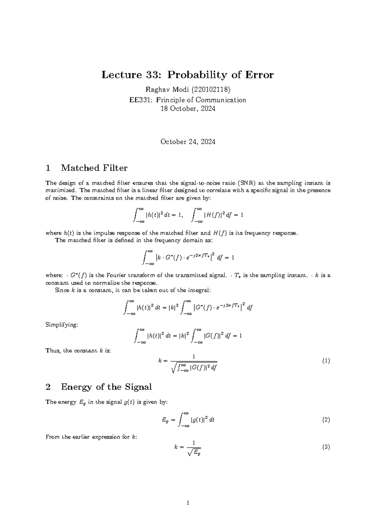 EE331 Lecture 33 - Lecture 33: Probability of Error Raghav Modi ...