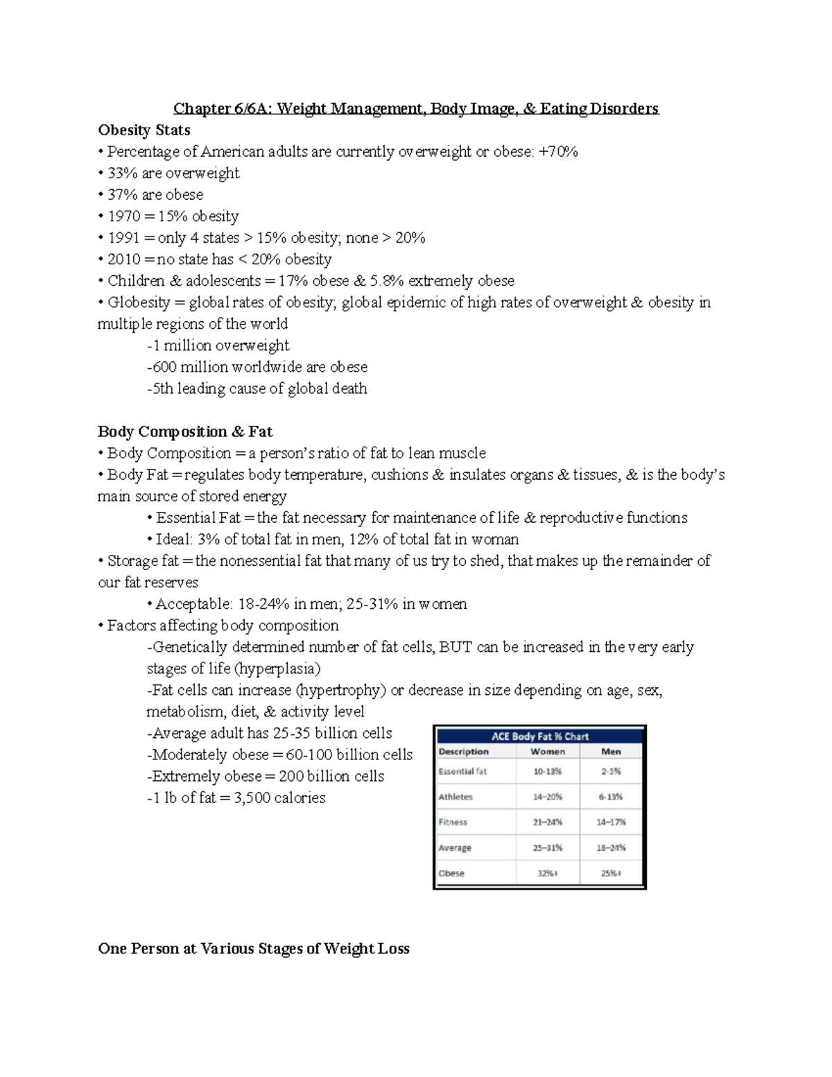 2020-HTH 100-lecture notes 5 - Chapter 6/6A: Weight Management, Body ...
