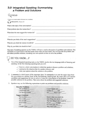 Integrated Speaking Categorizing Information and Taking notes Pgs 308 ...