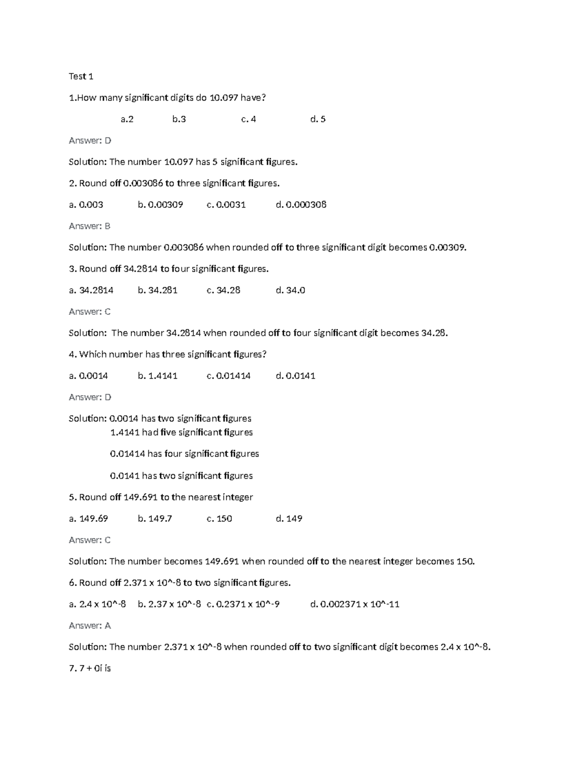 Sanchez Eng Math Final(Test 1 prob 1 20) - Test 1 1 many significant ...