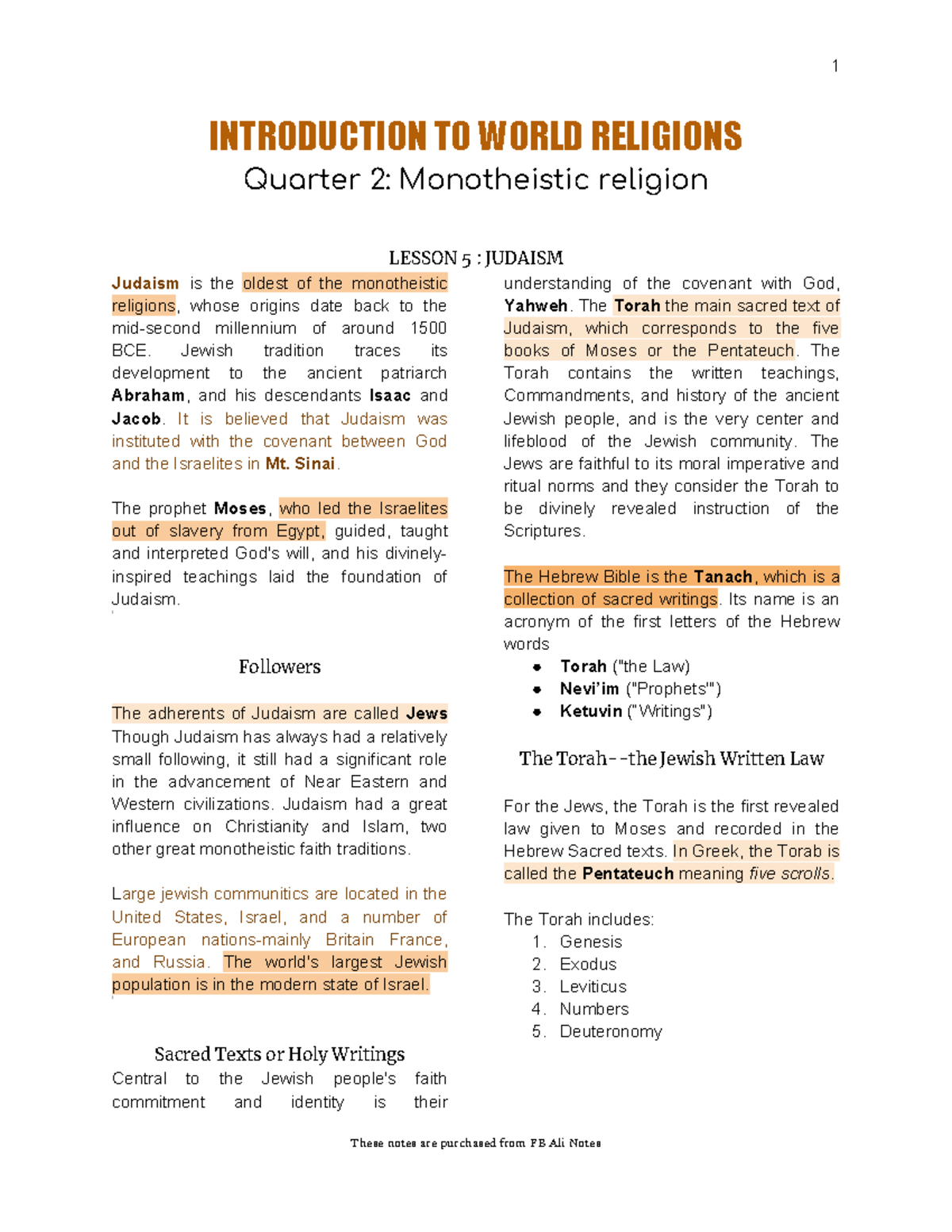 Untitled document - gvhh - INTRODUCTION TO WORLD RELIGIONS Quarter 2 ...