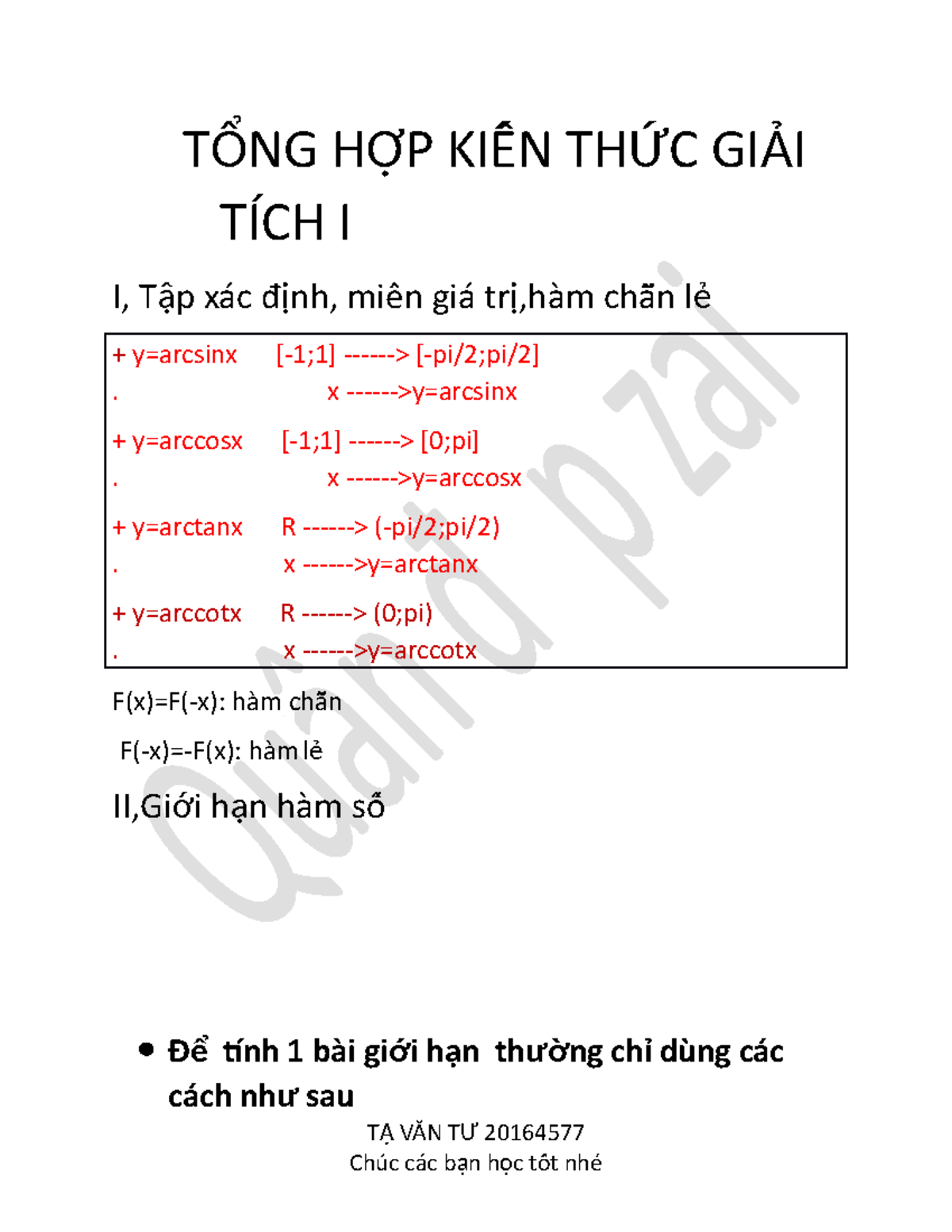 Hoc La Phai Gioi phải giỏi giải tích nên phải học - T NG H P KIẾẾN TH C GI IỔ Ợ Ứ Ả TÍCH I I, T ...