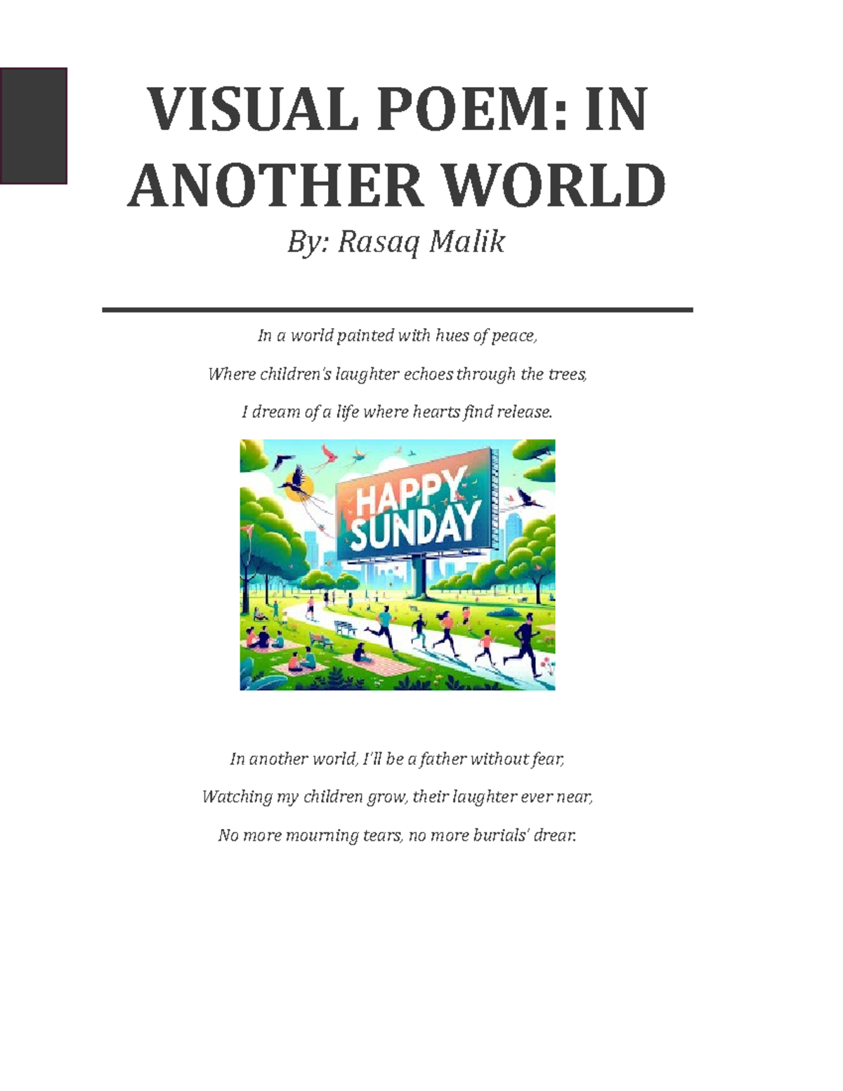 Document - Hope it can help - VISUAL POEM: IN ANOTHER WORLD By: Rasaq ...