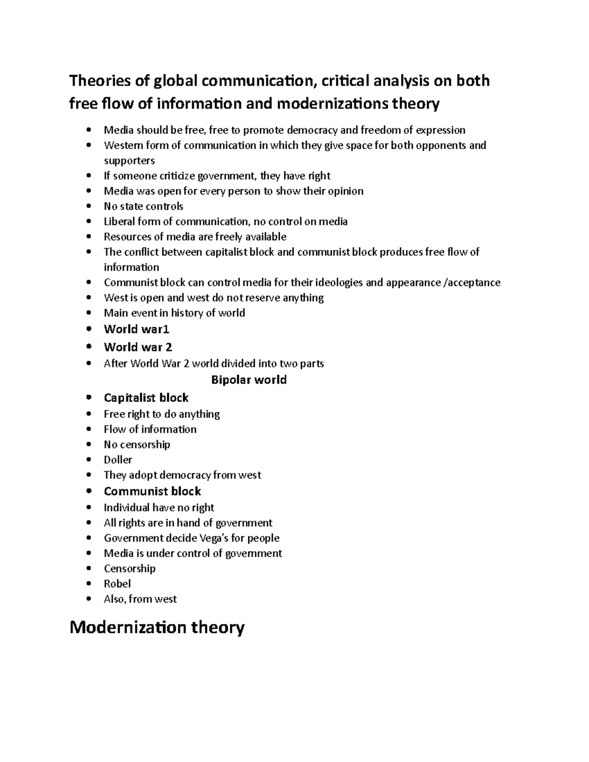Global Communication 2 - Theories of global communication, critical ...