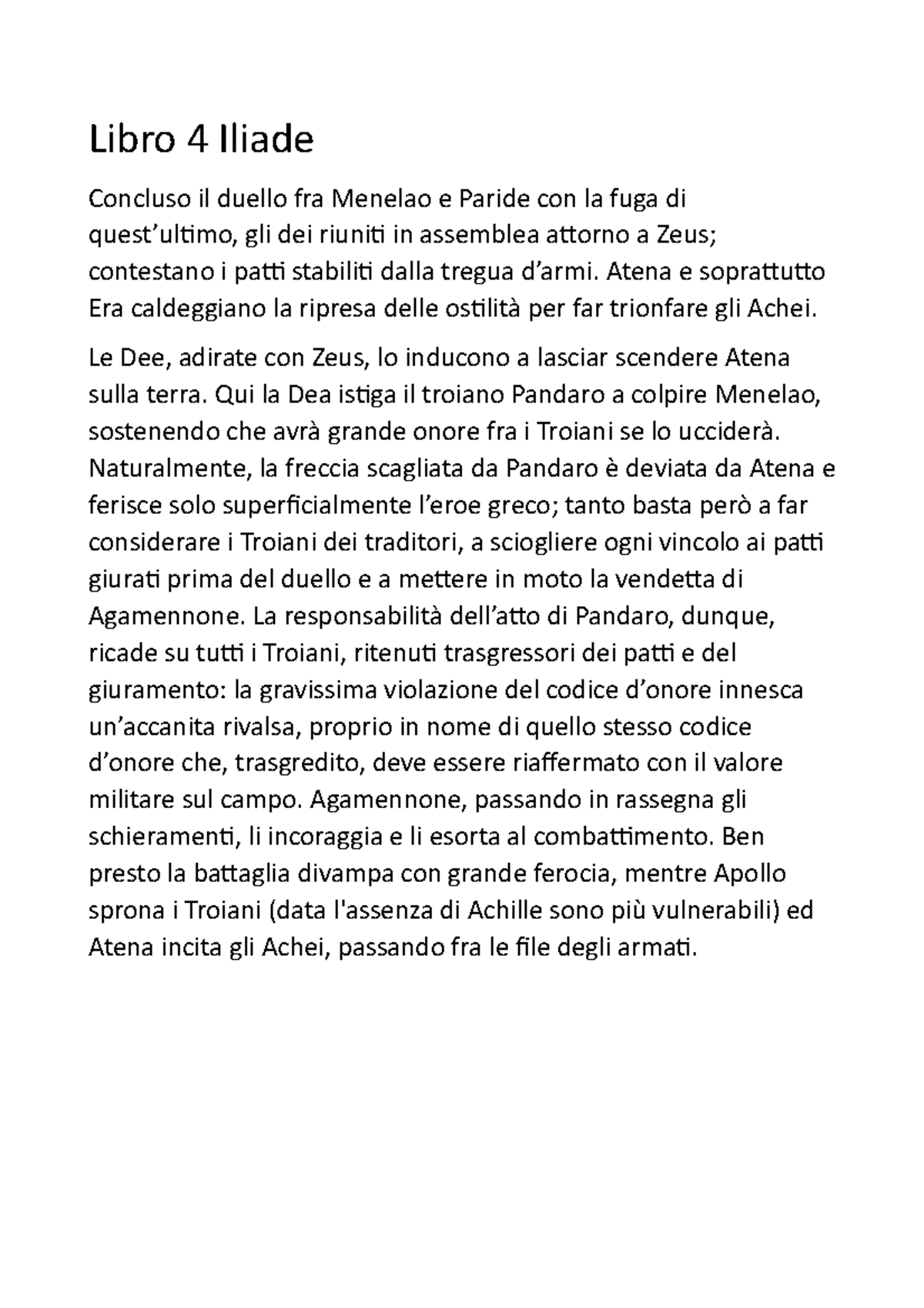Libro 4 Iliade - Appunti di letteratura greca antica. - Libro 4 Iliade ...