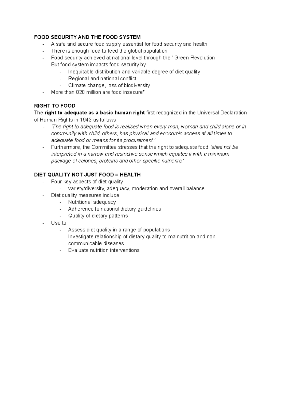 FOOD Security AND Sustainability - FOOD SECURITY AND THE FOOD SYSTEM A ...