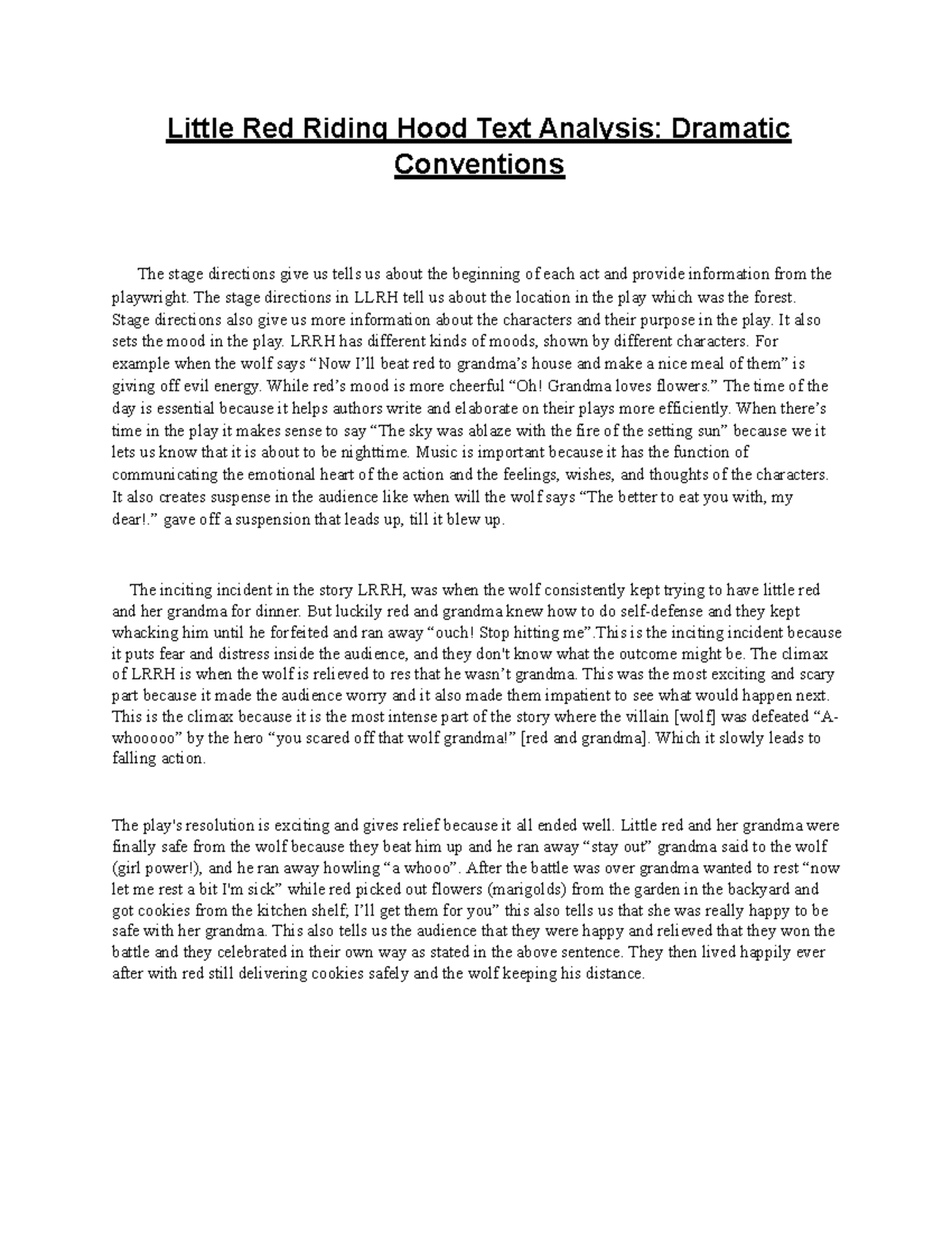 Little Red Riding Hood Text A nalysis #2 - Little Red Riding Hood Text ...