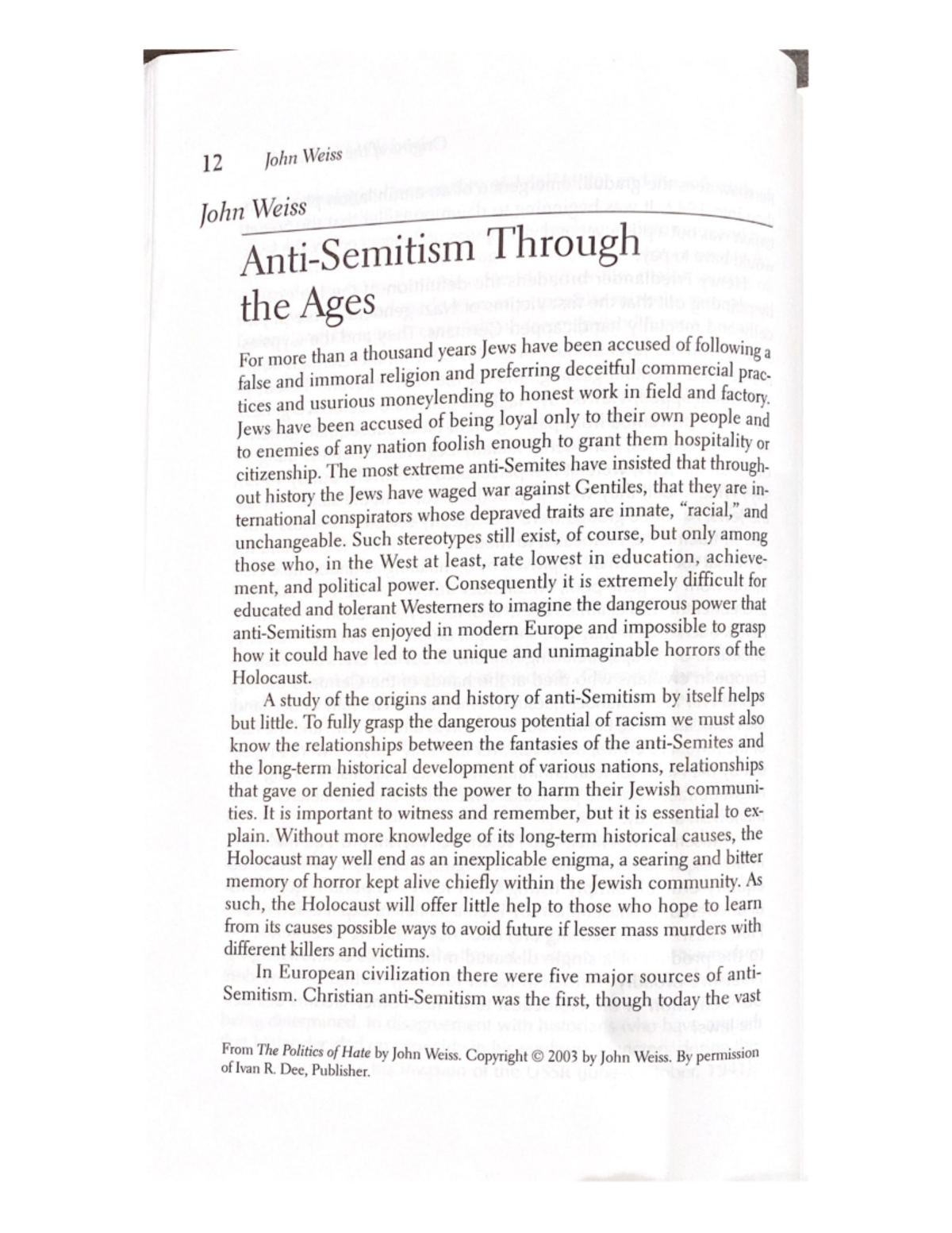 John Weiss - text - 12 John Weiss John Weiss Through the Ages For more ...