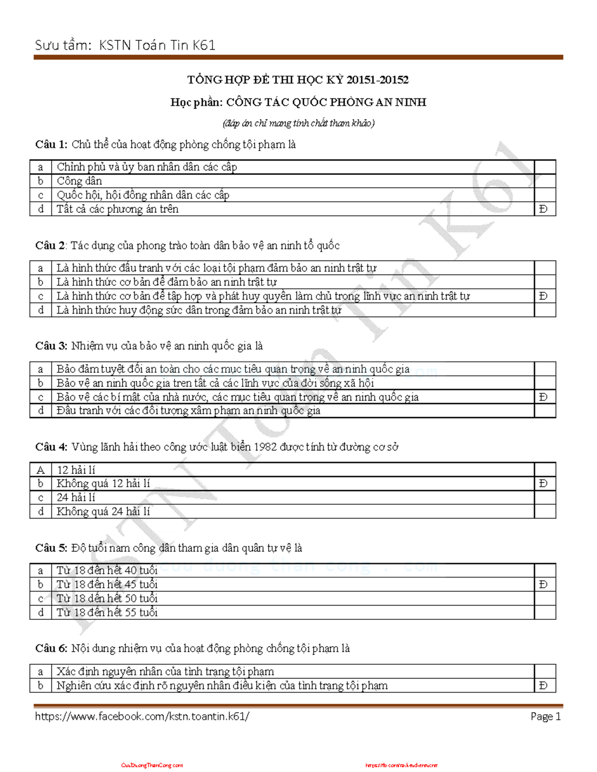 Trắc Nghiệm Đường Lối QPAN abcmsnxmm - facebook/kstn.toantin.k61/ Page ...