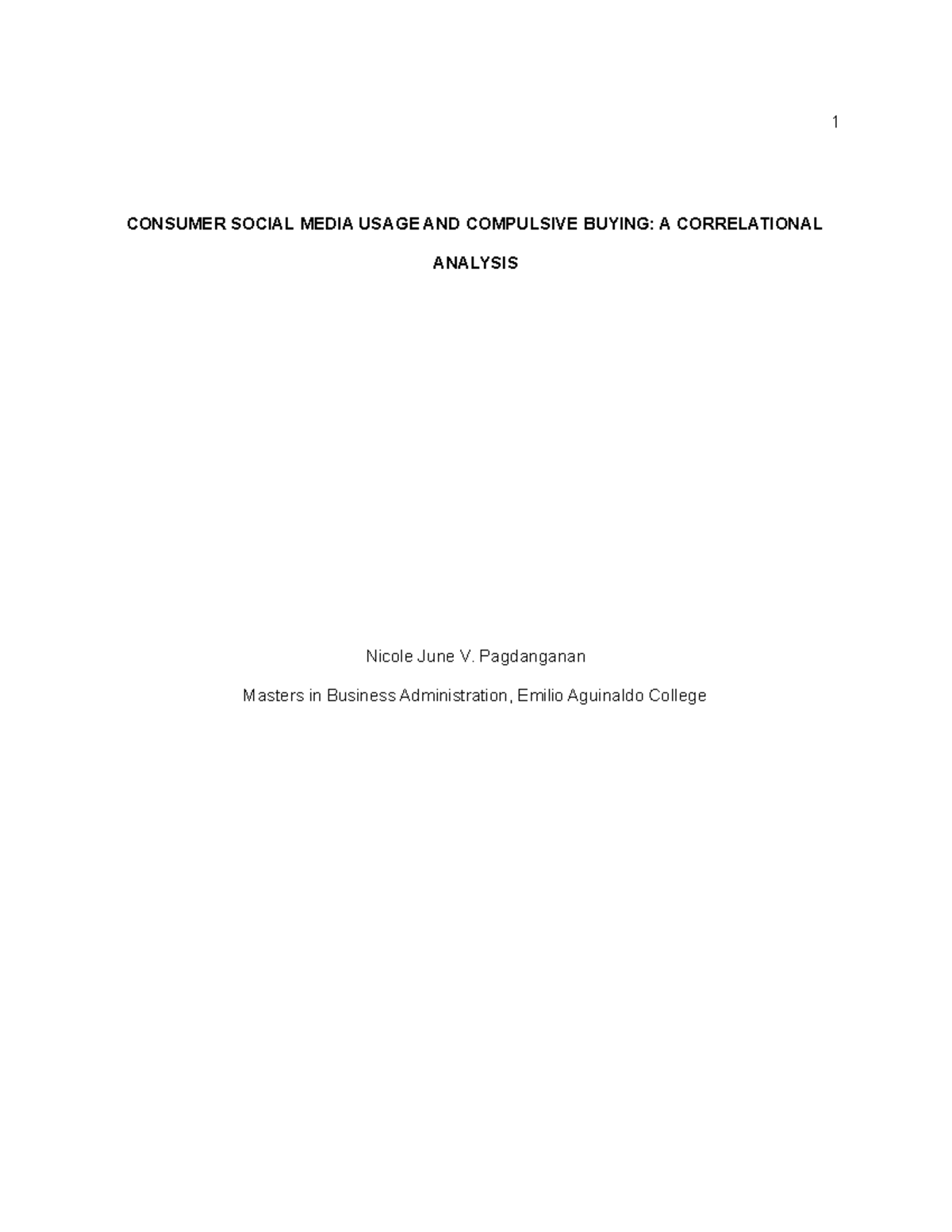 Final paper (Marketing research) - CONSUMER SOCIAL MEDIA USAGE AND ...