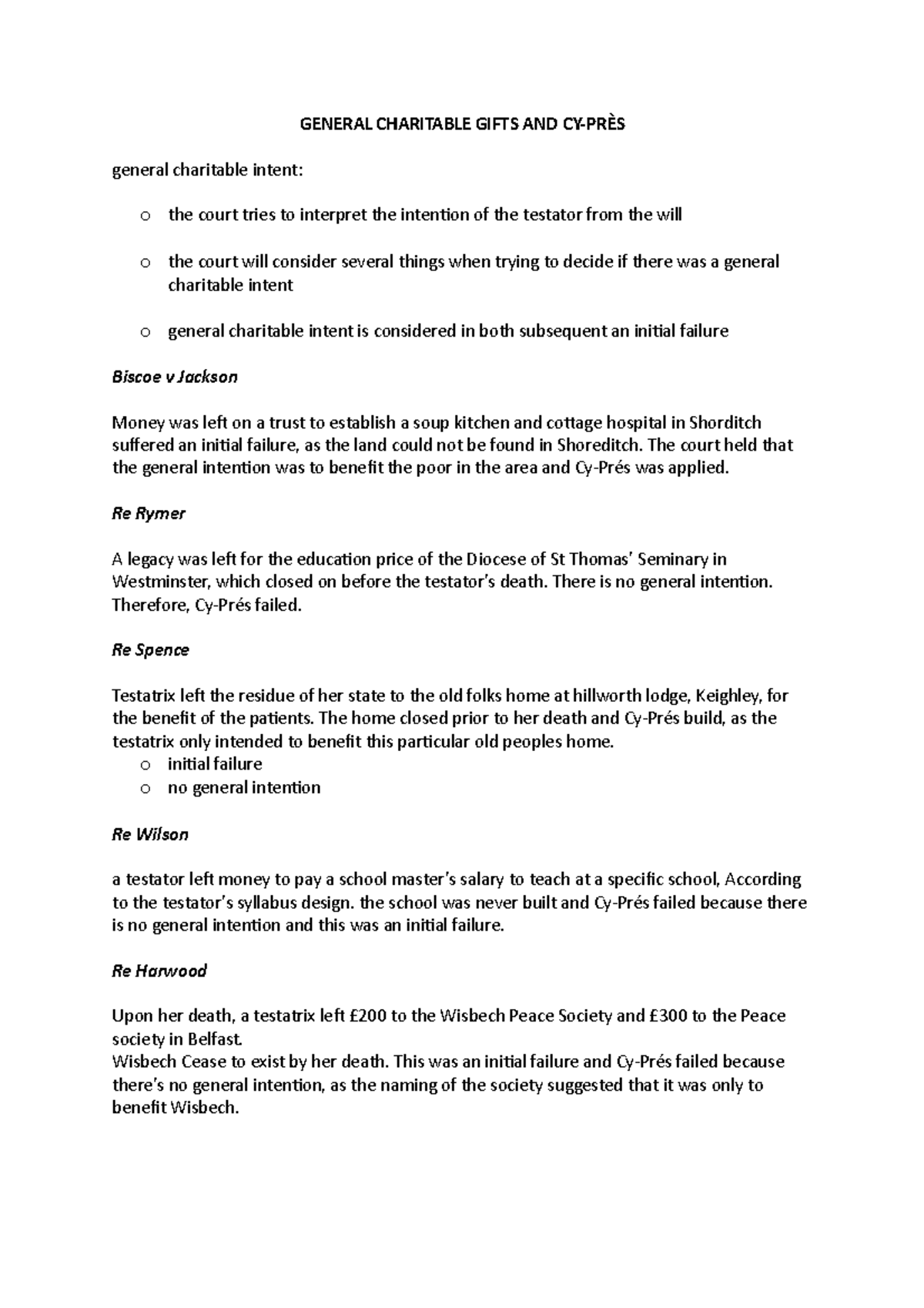 General Charitable Gifts and Intent: Court Interpretation and Failure ...