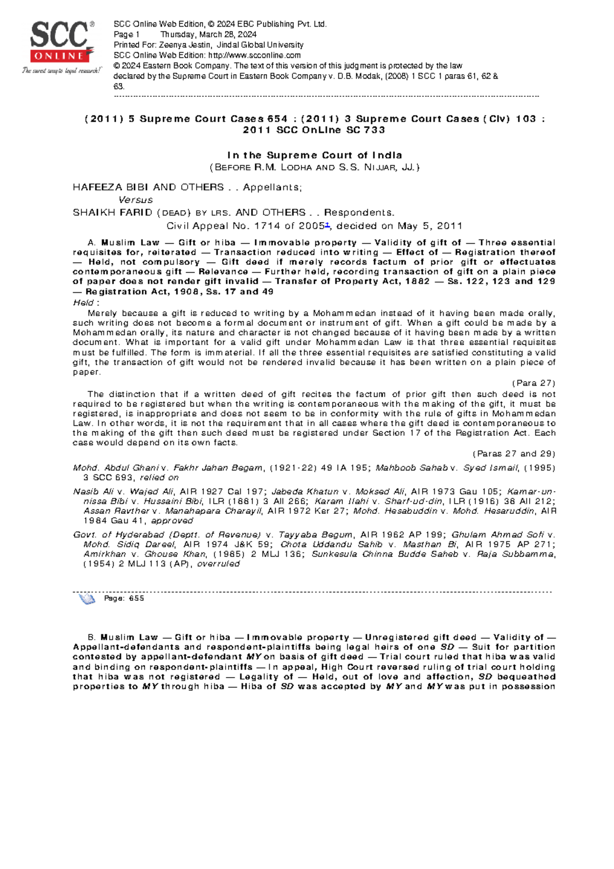 Hafeeza Bibi and Ors. v. Shaikh Farid - (2011) 5 Supreme Court Cases ...