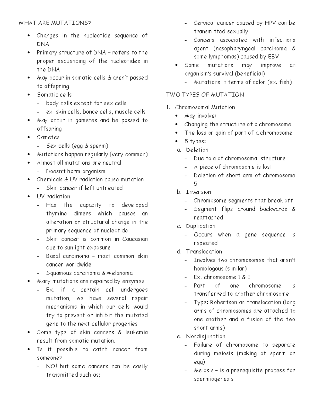 GENE Mutation - NOTES FOR MOLECULAR BIOLOGY - WHAT ARE MUTATIONS ...