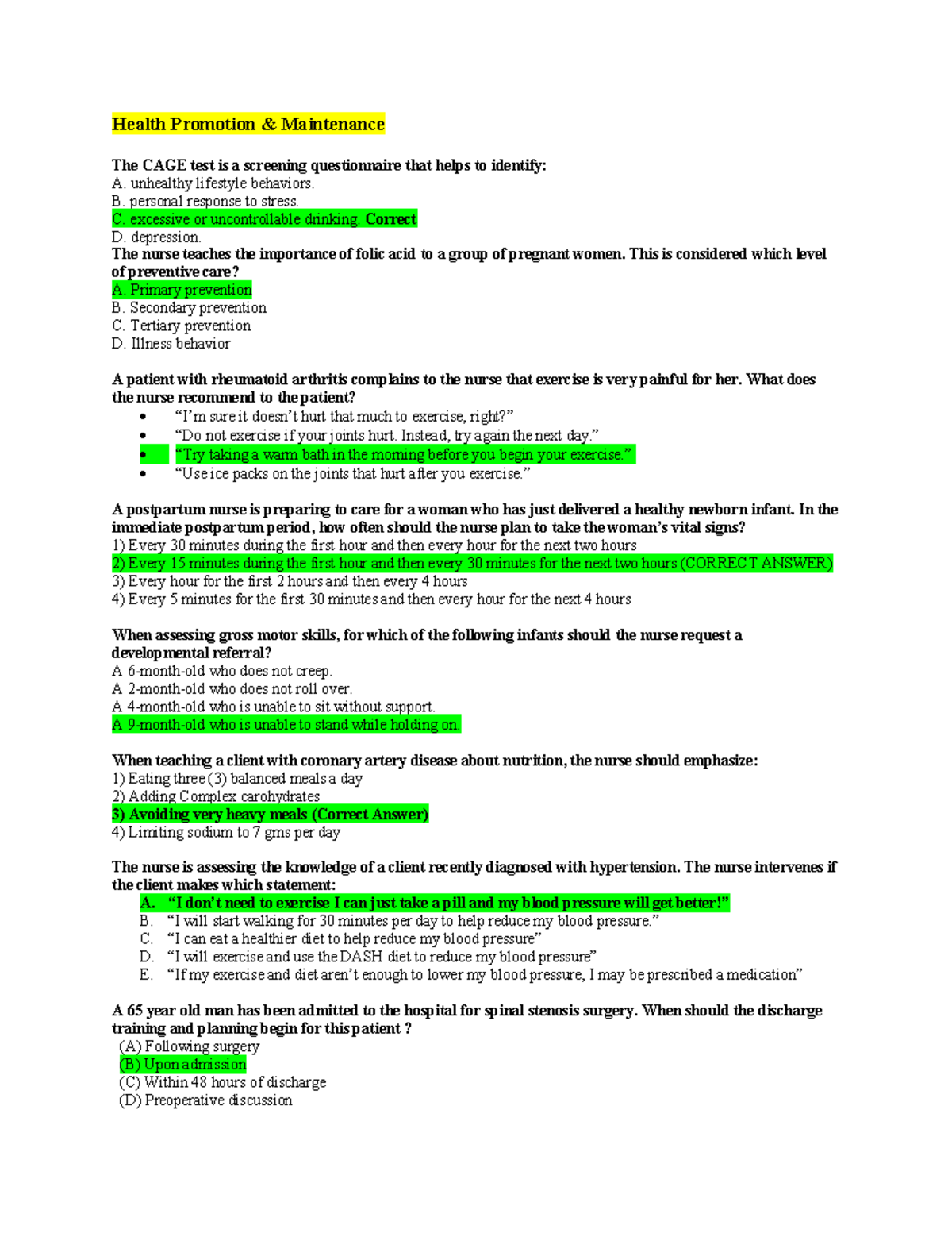 Health Promotion - Practice questions made easy - Health Promotion ...