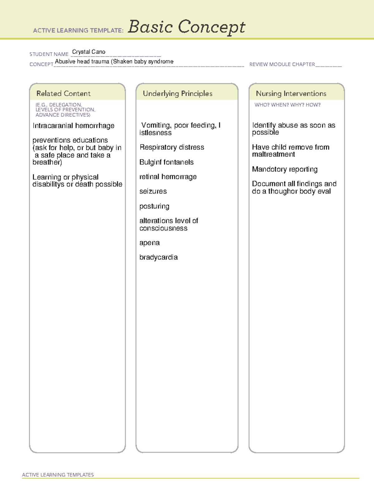 Basic concept shaken baby - term 5 - ACTIVE LEARNING TEMPLATES Basic ...